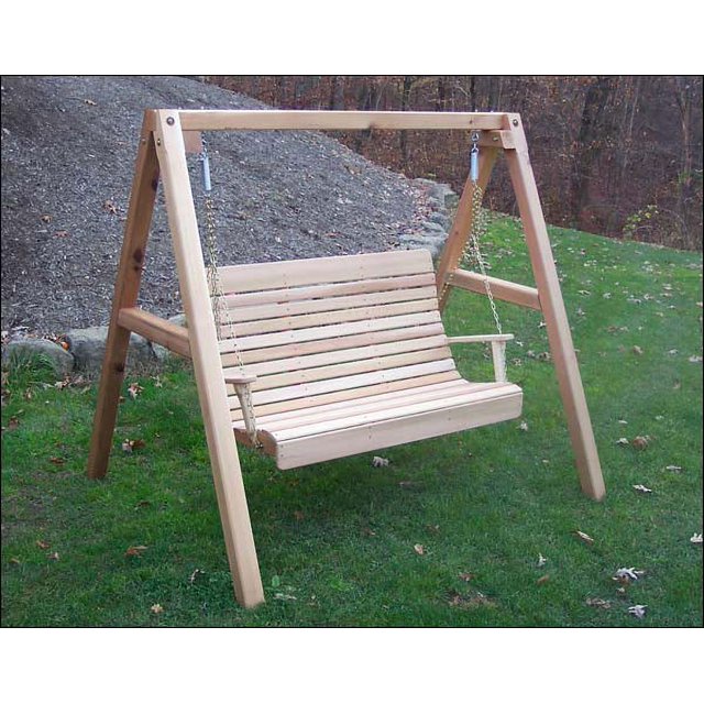 4' Red Cedar Royal Highback Porch Swing with Stand - Walmart Business ...