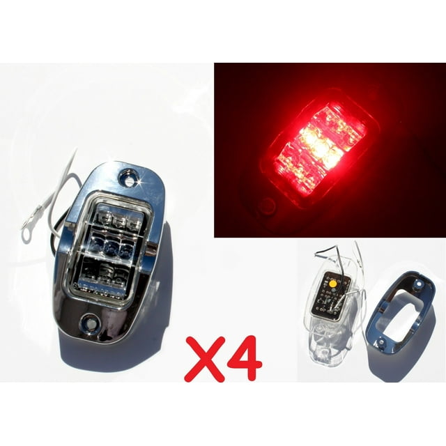 4 Red Clear Lens Multi Angle 9 Diode 4" LED Surface Mount Clearance ...