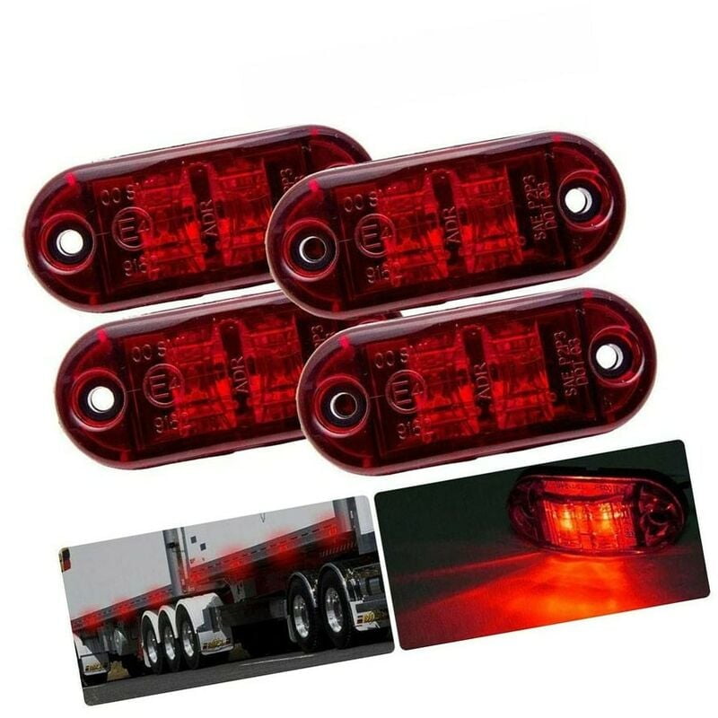 4 Red Side Lights 12V 24V Led Front Edge Lights Taillights Truck ...