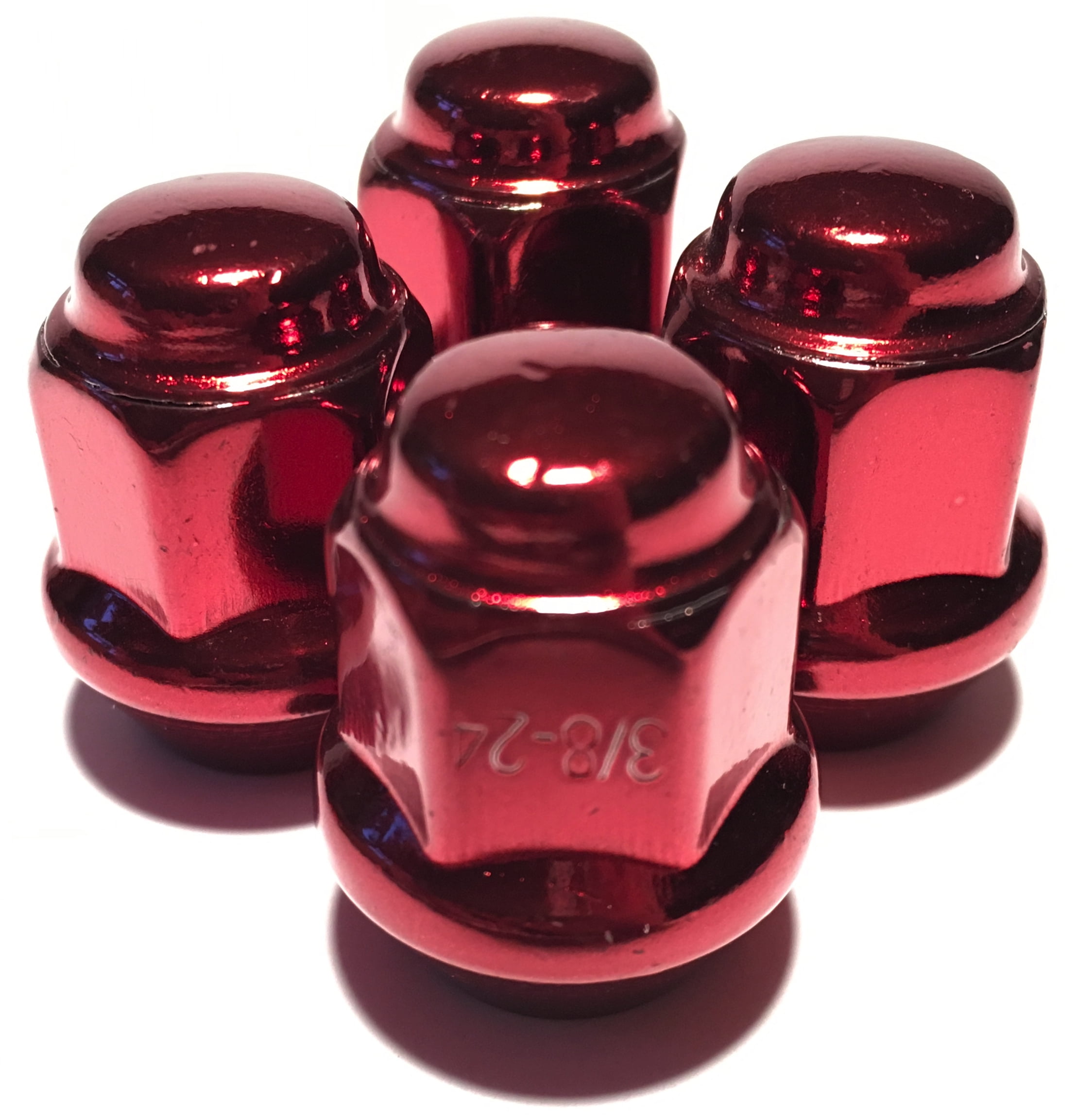 4 Red Tapered Base 3/8" Lug Nut Set 17mm Hex ATV UTV KTM Polaris ITP ...