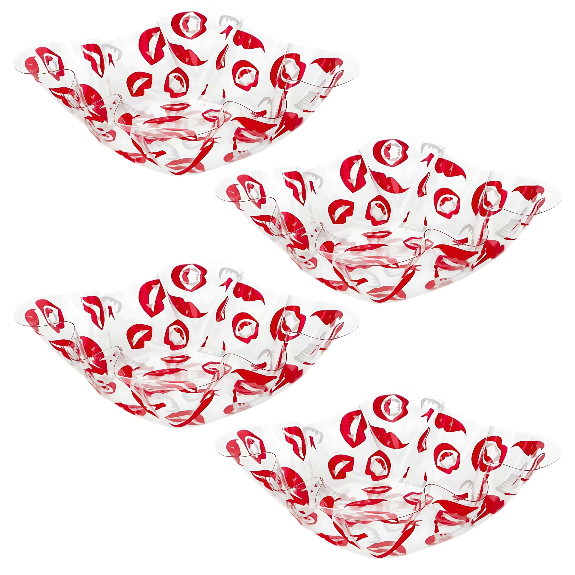 (4) Red & White Vampire Teeth-Design Halloween Novelty Plastic Ruffle ...