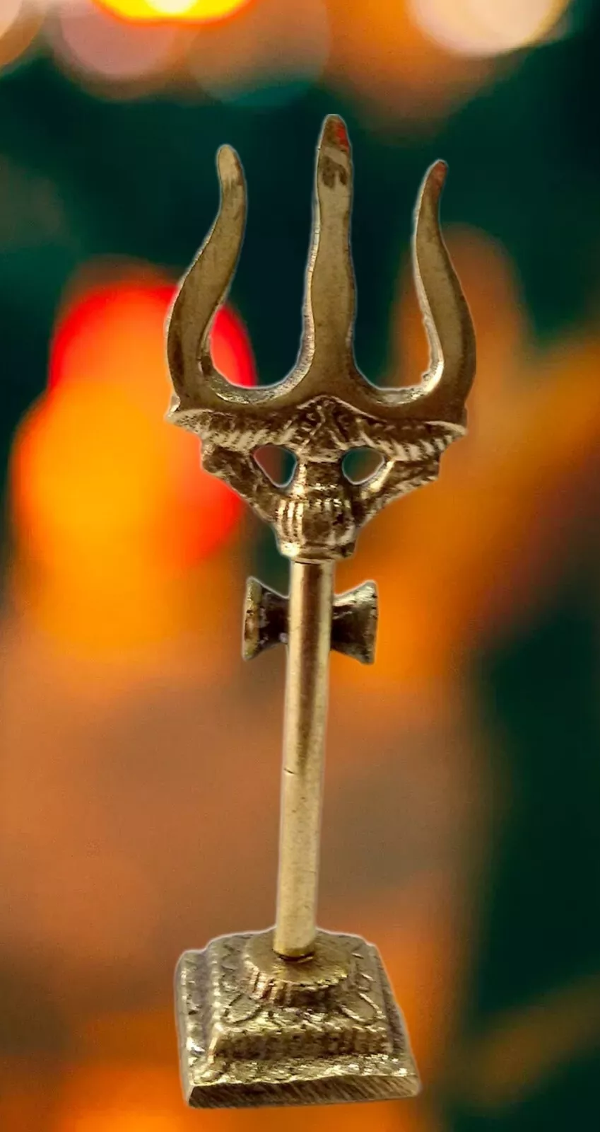 4" Religious Brass Trishul wit Damru Lord Shiva Hindu Puja Mandir ...