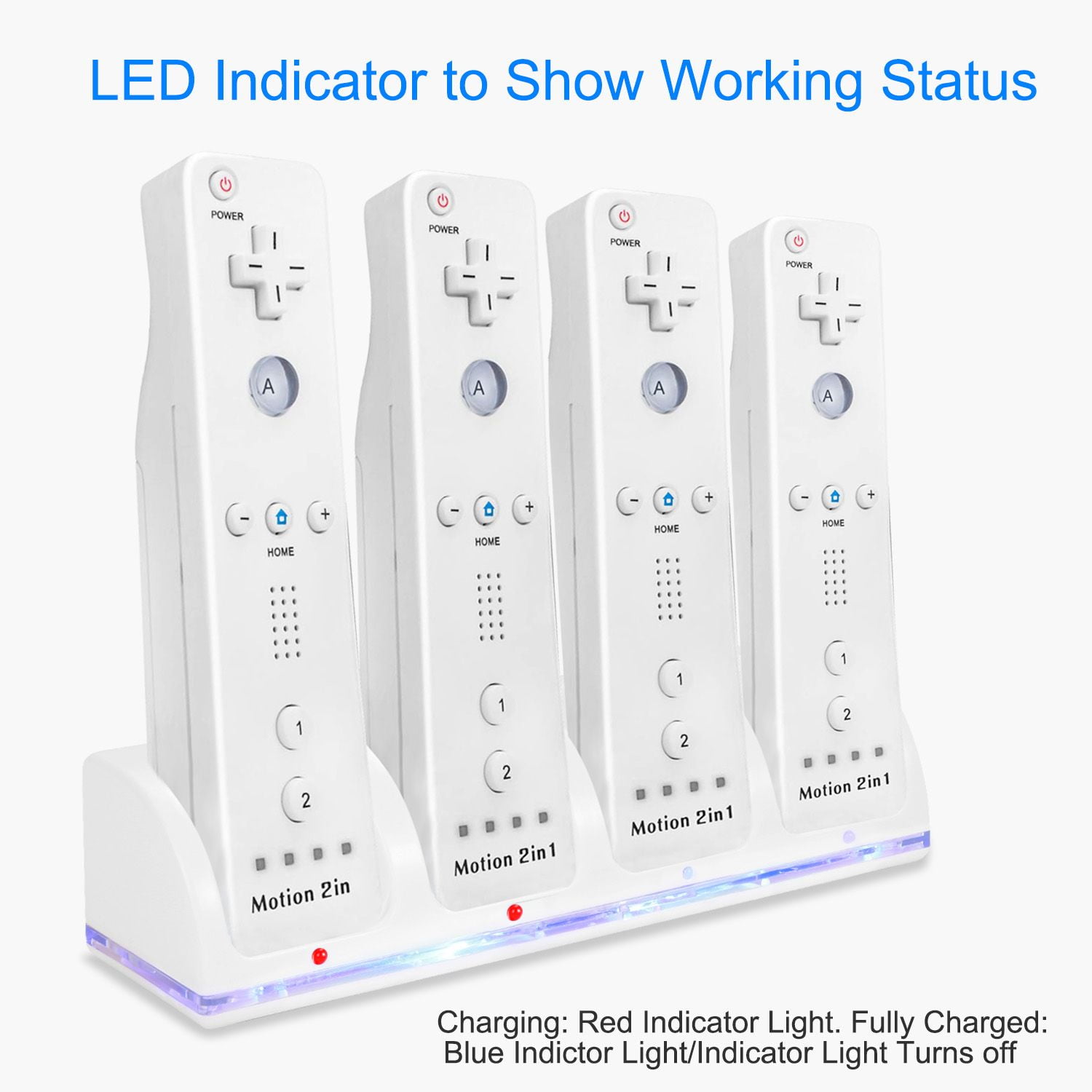 4 Remotes Charging Dock Game Controller Charger 2800mAh Rechargeable ...