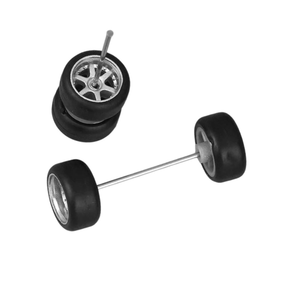 4 Replacement 1/64 Remote Control Car Wheels Metal Axles For Boys DIY ...