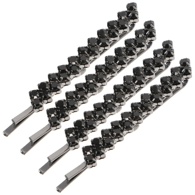 4 Rhinestone Bobby Pins for Women - Clear Crystal Metal Hair Clips ...