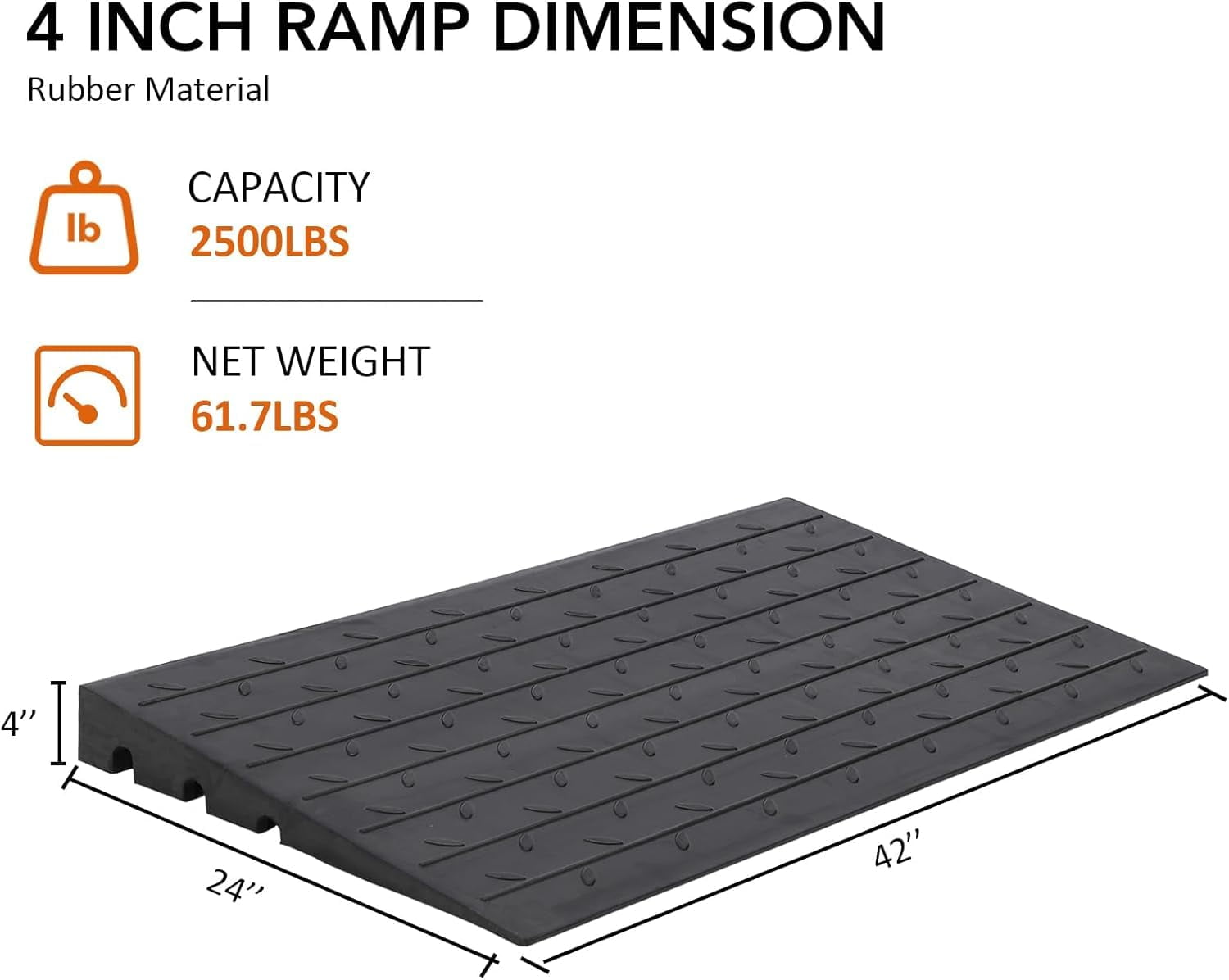 4" Rise Threshold Ramp - Anti-Slip Wheelchair Ramp Portable Wheelchair ...