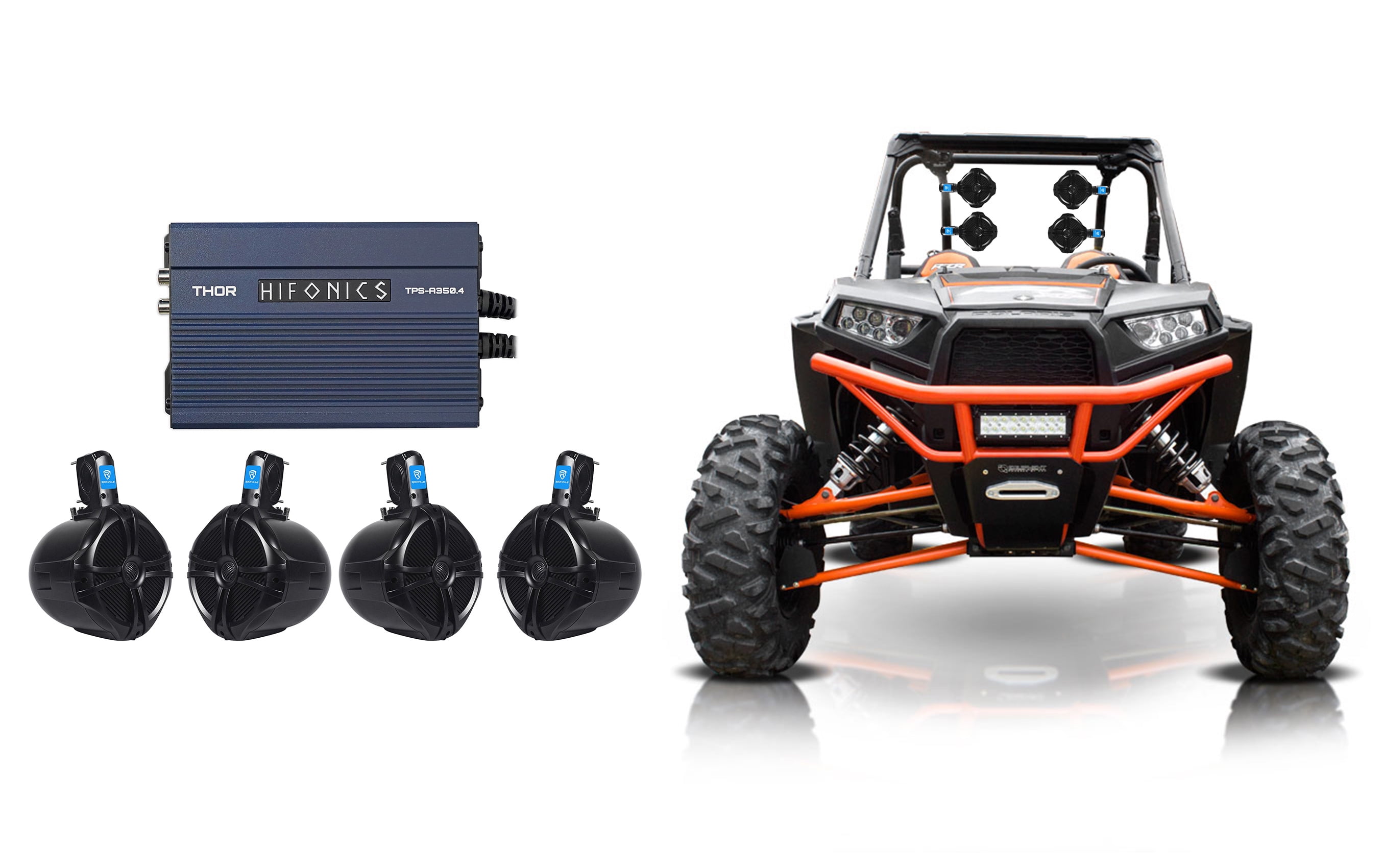 (4) Rockville 8" Tower Speakers+Hifonics 4-Channel Amplifier 4 RZR/ATV ...