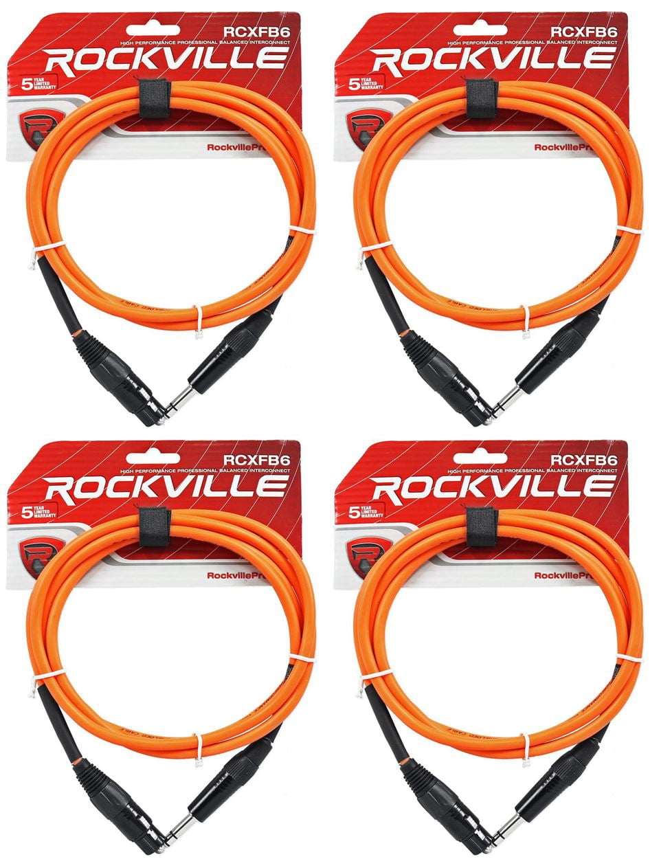 4 Rockville RCXFB6O Orange 6' Female REAN XLR to 1/4'' TRS Balanced ...