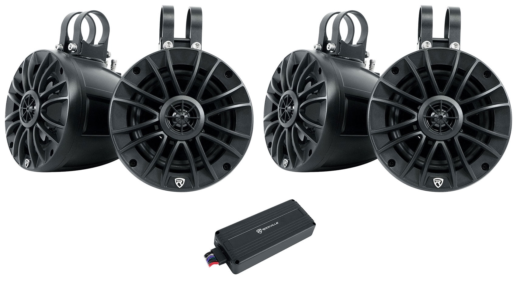 (4) Rockville UT525B 5.25" Tower Speakers+Bluetooth Amplifier For ATV ...