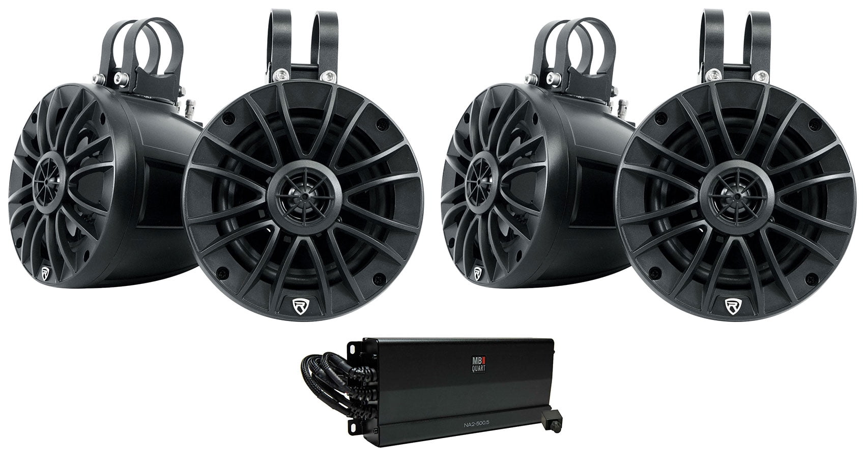 (4) Rockville UT525B UTV/ATV 5.25" Rollbar Speakers+MB Quart 5-Channel ...