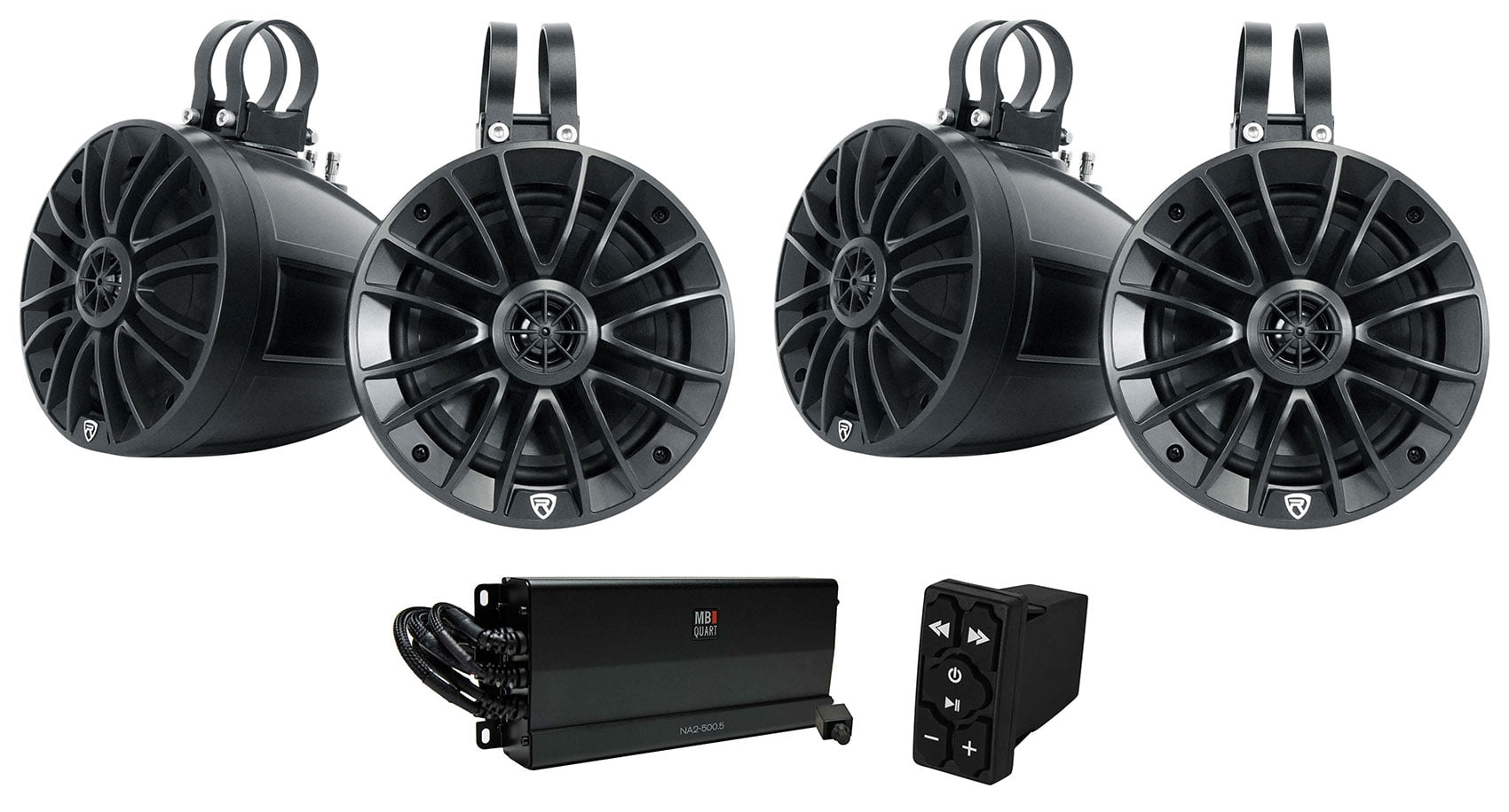 4) Rockville UTV/ATV 6.5" Tower Speakers+MB Quart 5-Ch. Amp+Bluetooth ...
