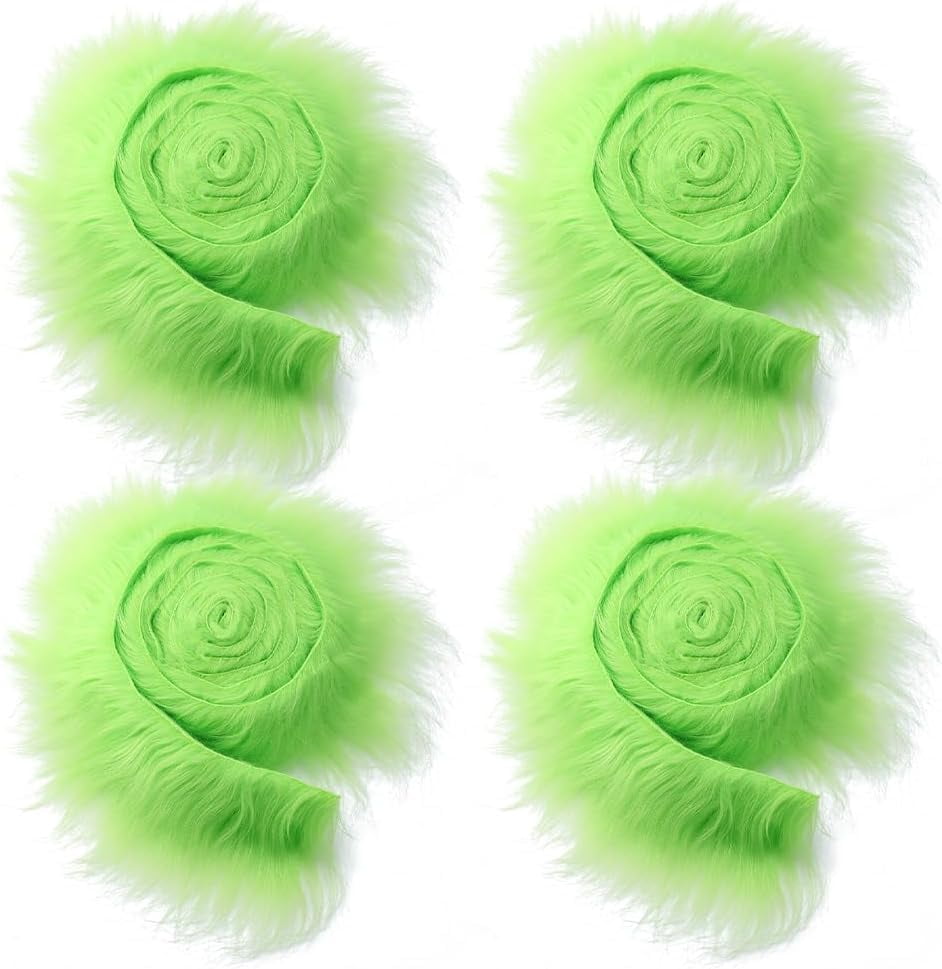 4 Roll 60 x 2 Shaggy Faux Fur Fabric Precut Strips Pre Cut Rolls Pale ...