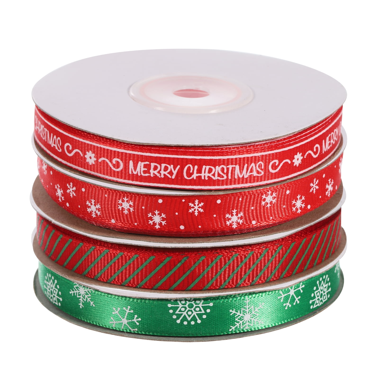 4 Roll Christmas Ribbons Grosgrain Ribbon 25 Yards Merry Christmas ...