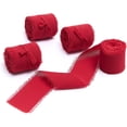 4 Rolls 1.5" W x 5Yd Red Handmade Fringe Chiffon Silk Ribbon, Frayed ...