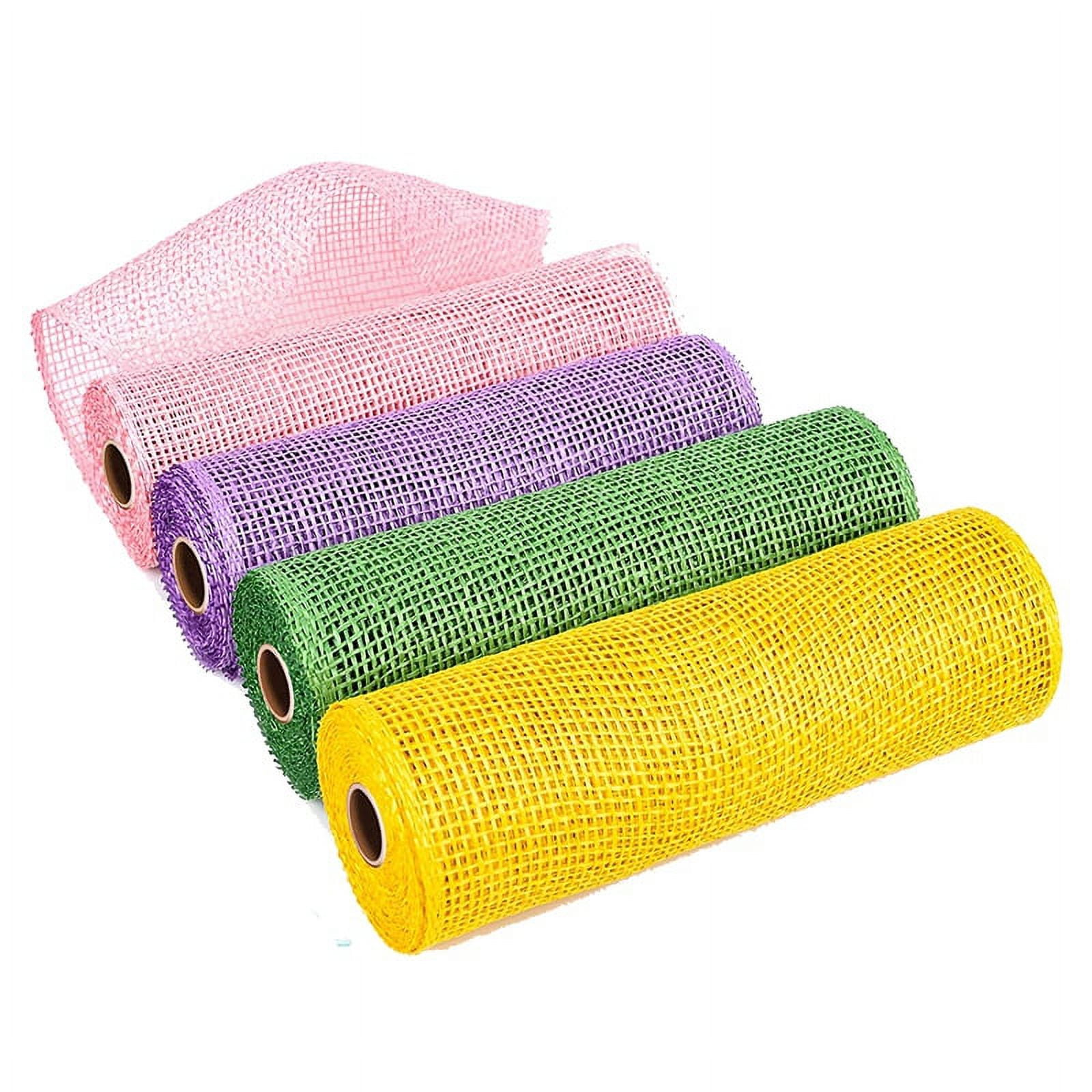 4 Rolls 10 Inch x 5 Yard Easter Mesh Ribbons Poly Burlap Ribbon DIY ...