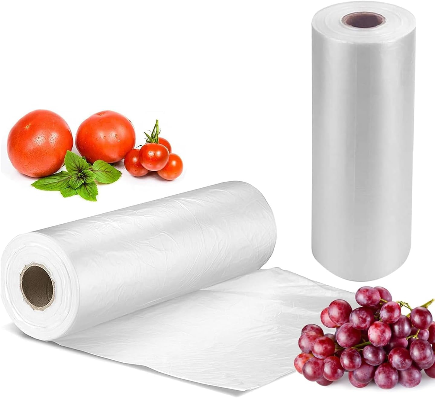 [4 Rolls] 12" X 20" Plastic Produce Bags on a Roll, Bread and Grocery ...