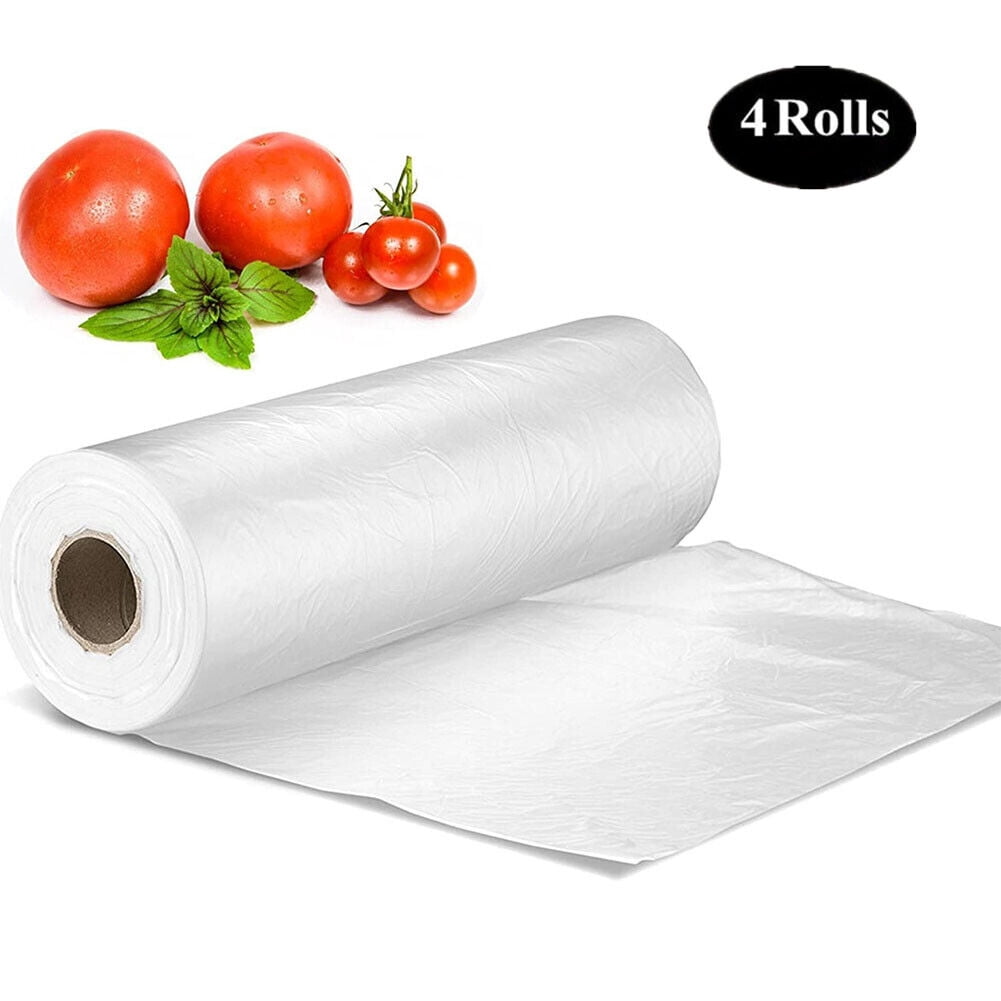 4 Rolls 12"x16" Plastic Kitchen Fruit Vegetable Food Produce Clear Bags ...