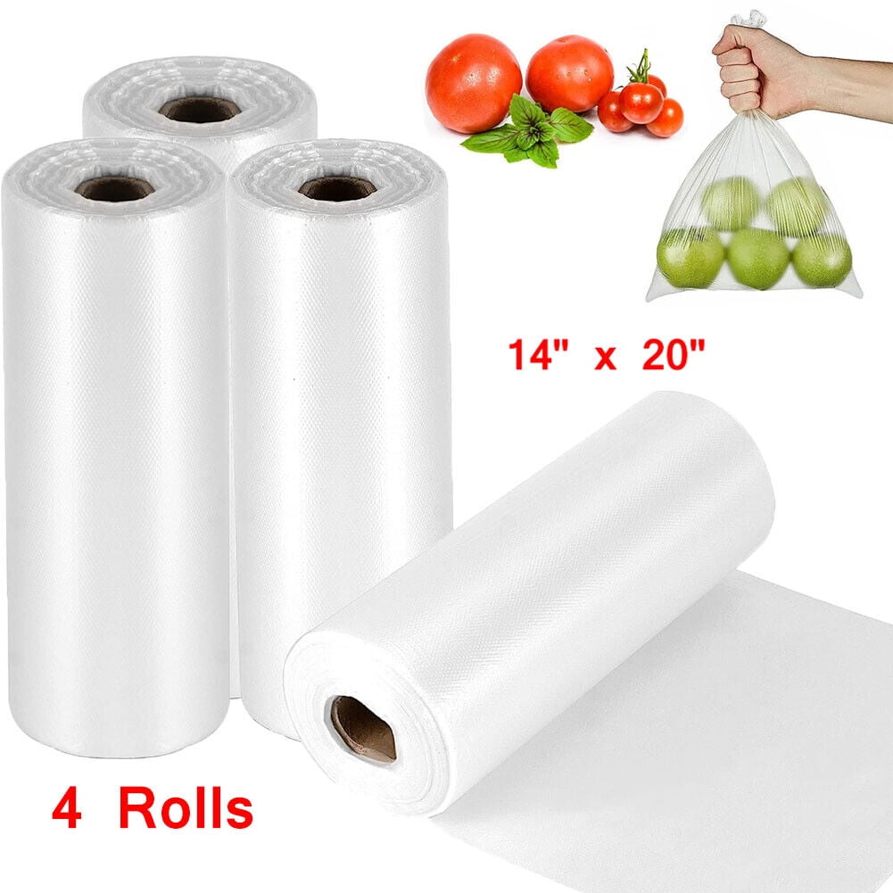 4 Rolls 14" x 20" Plastic Kitchen Produce Bags Bread Fruit Vegetable ...