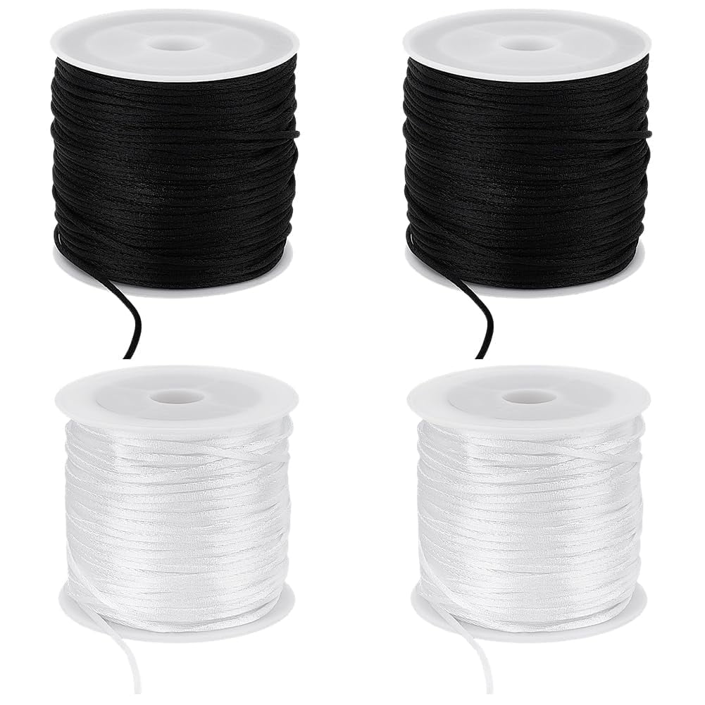 4 Rolls 1mm x 30m Nylon Cord Satin String for Jewelry Making 2 Colors ...