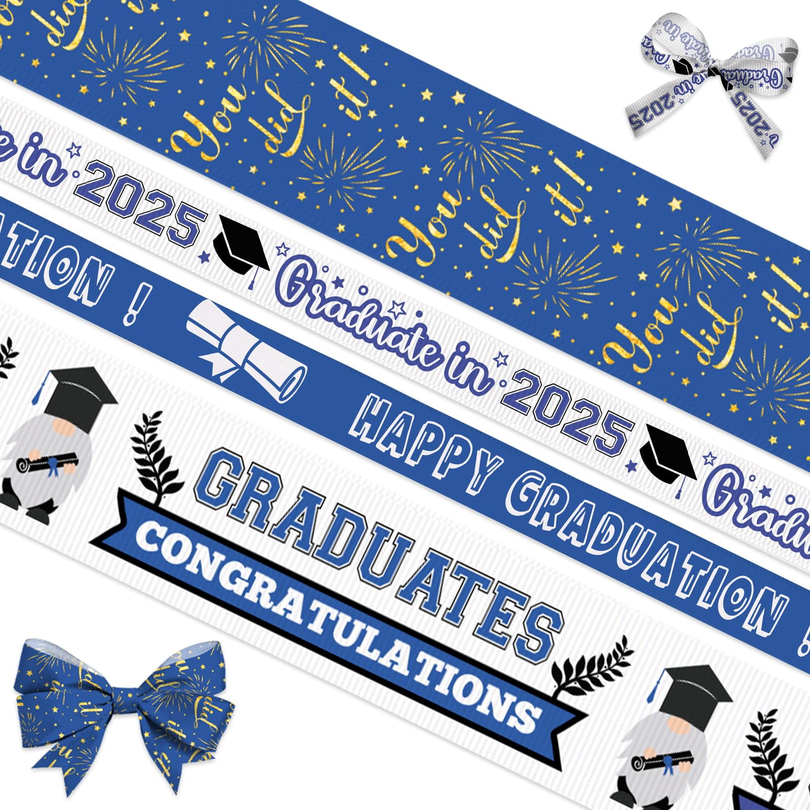 4 Rolls 20 Yard Graduation Ribbons Graduation Hat Star Printed ...