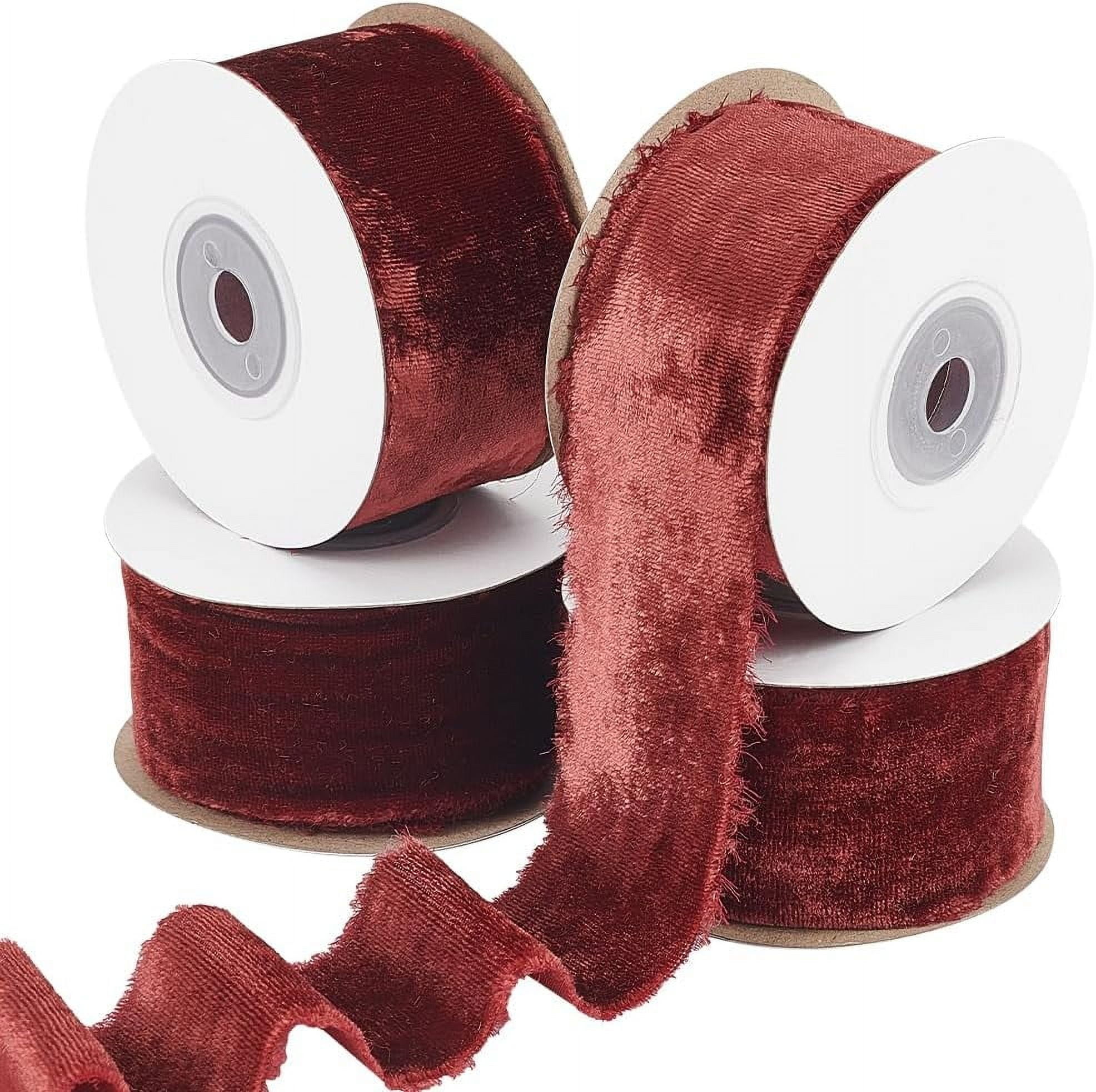 4 Rolls 21.8 Yards Silk Velvet Ribbon 1-5/8 Inch Handmade Fringe ...