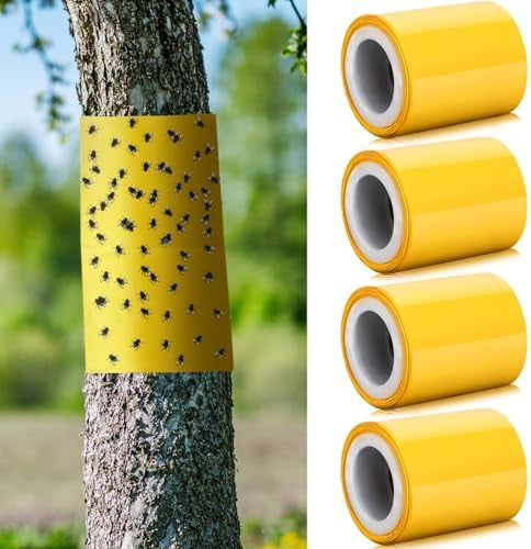 4 Rolls 260ft Lantern Fly Tape Outdoor Adhesive Crawling Insect Trap ...