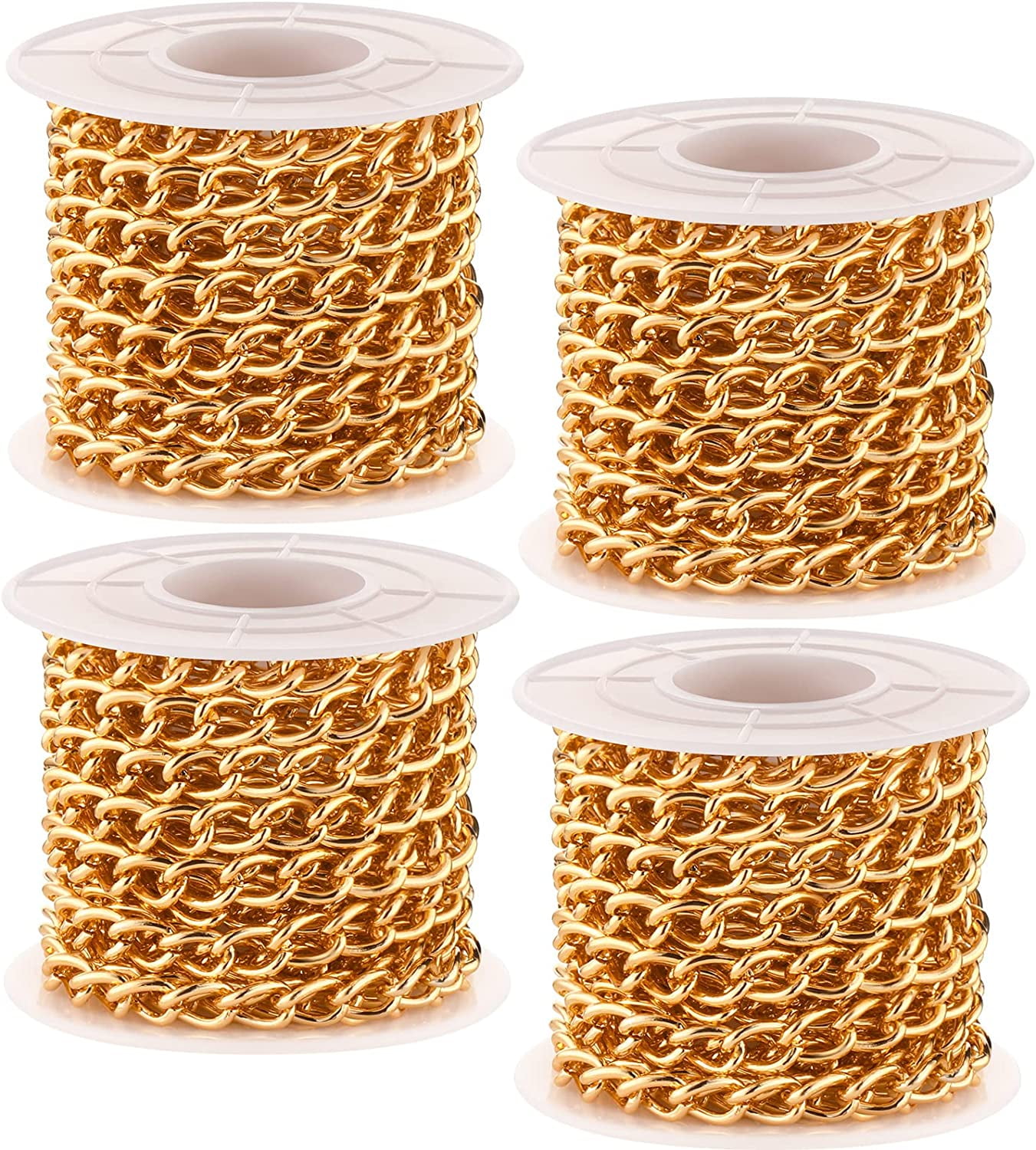 4 Rolls 394 Feet in Total Aluminium Curb Chains Twisted Links Curb ...