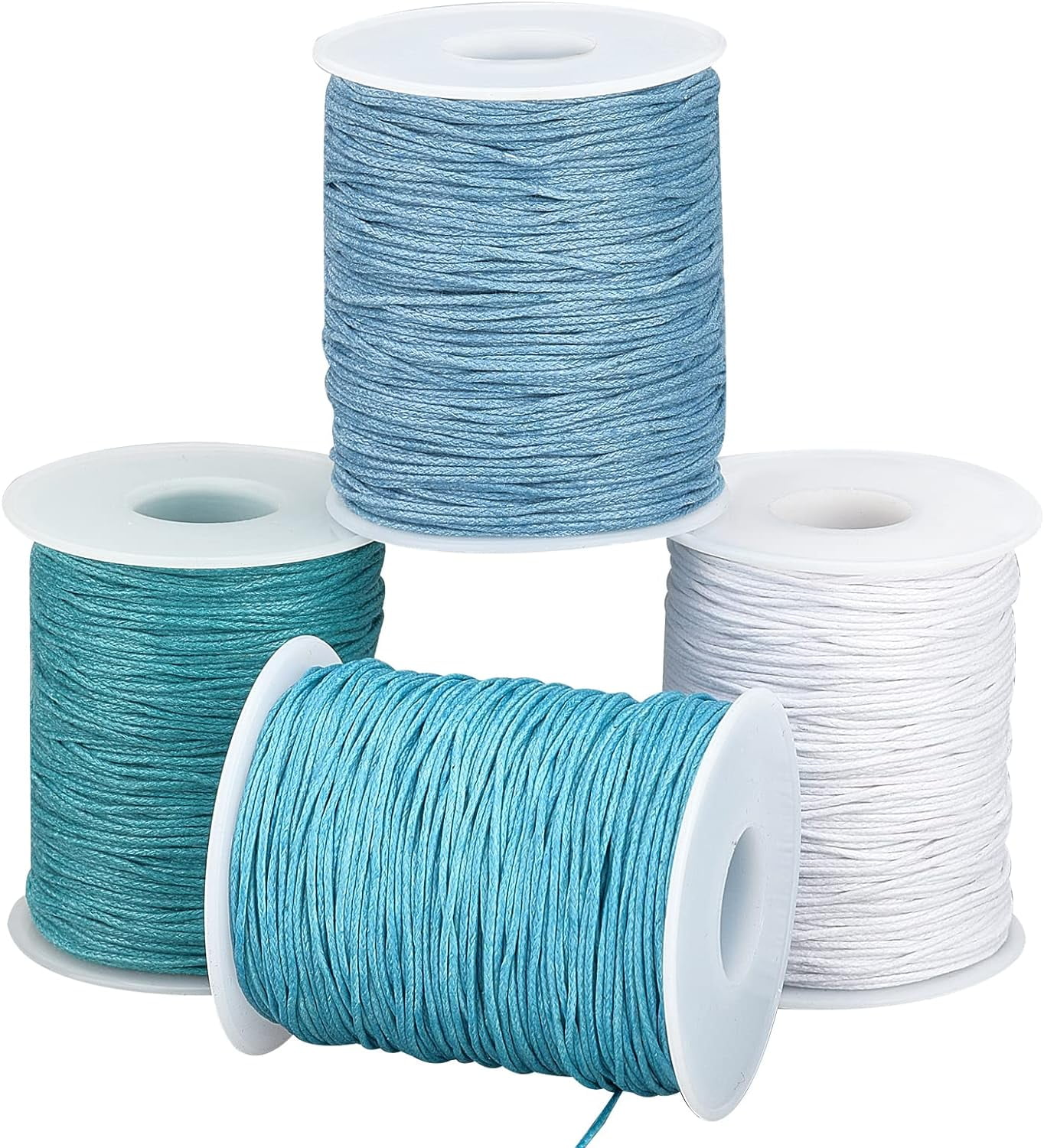 4 Rolls 4 Colors Waxed Cotton Thread Cords Sky Blue 1mm about 100 yards ...