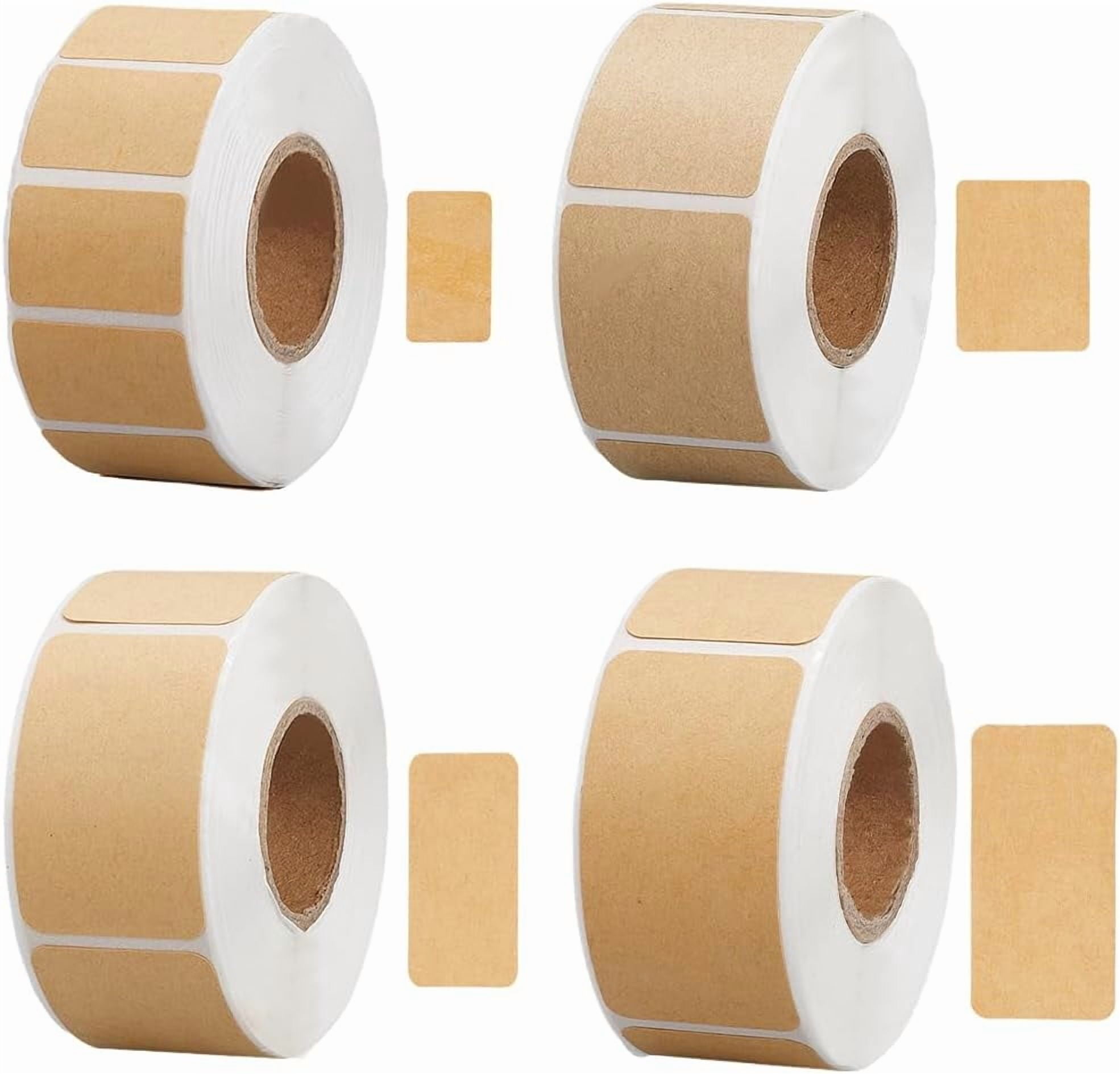 4 Rolls 4 Sizes Kraft Paper Rectangle Blank Label Stickers 15~50x25x0 ...