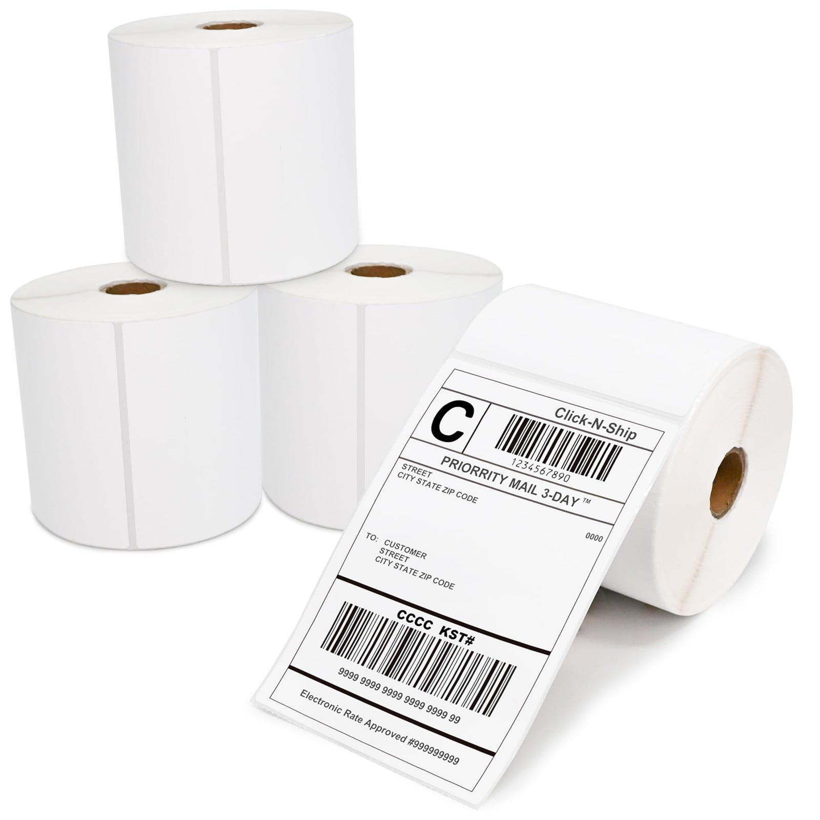 4 Rolls 4" x 6" Direct Blank Thermal Shipping Labels with 450 per Roll ...
