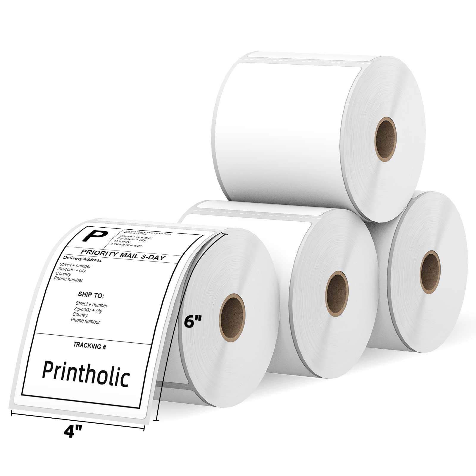 4 Rolls 4" x 6" Direct Thermal Shipping Label Compatible for Zebra 2844 ...