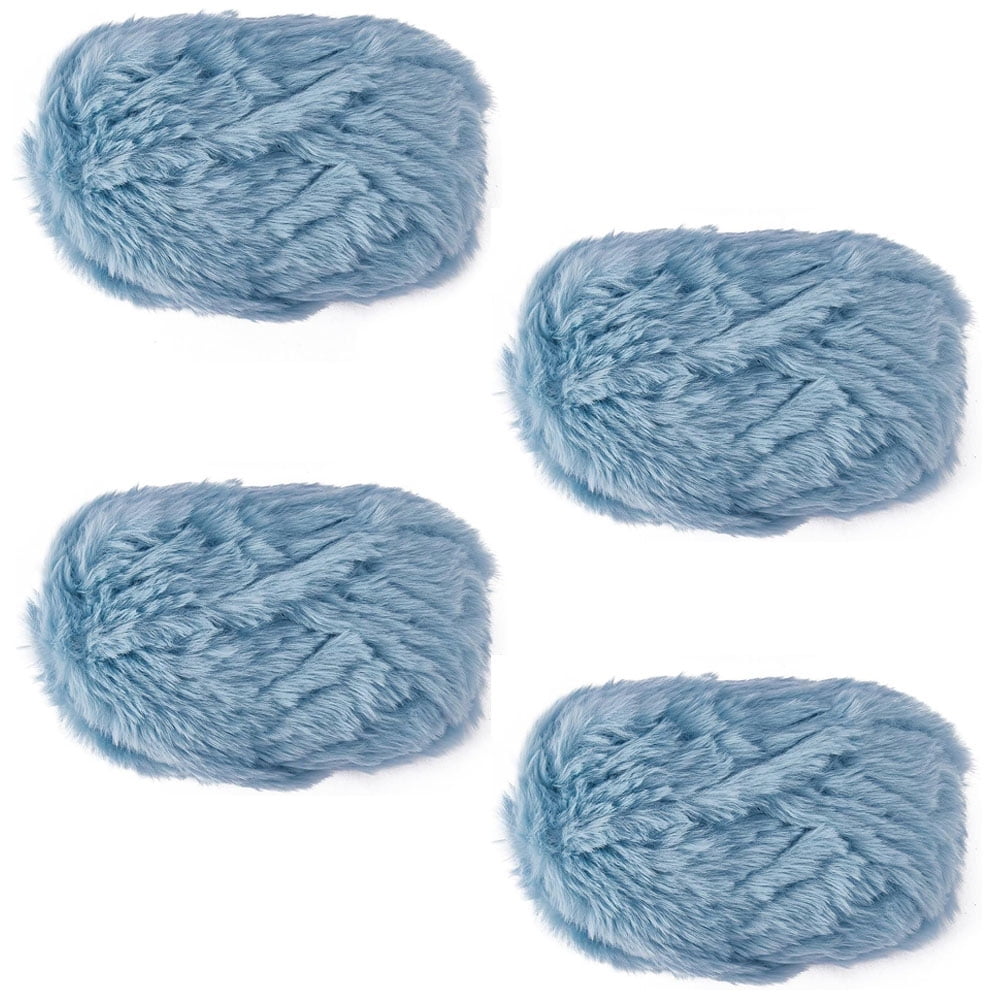 4 Rolls 50g/Roll Super Soft Fur Yarn Chunky Fluffy Faux Fur Yarn Fluffy ...