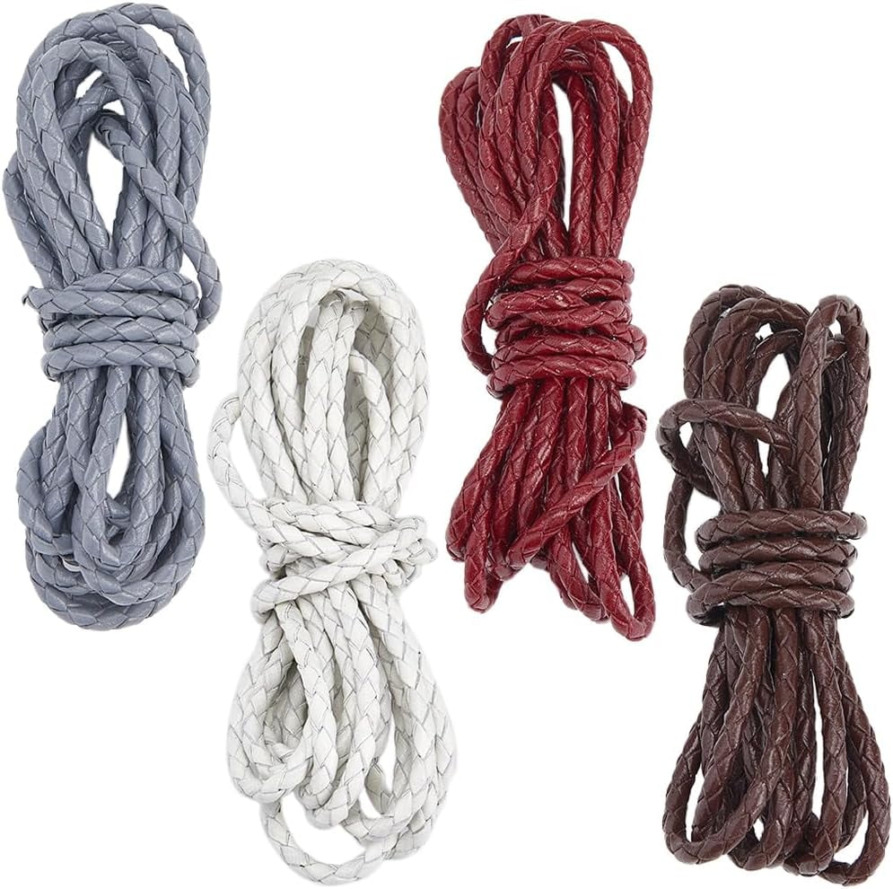 4 Rolls 8.7 Yards/8M Leather Cord Round Leather Rope String Bulk ...