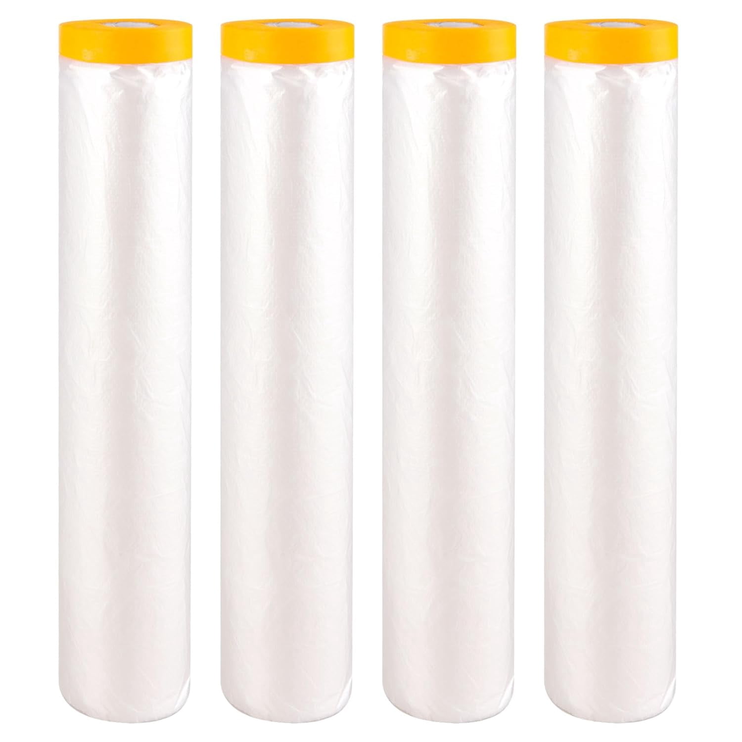 4 Rolls 8.8 x 65 Feet Plastic Sheeting Pre-Taped Masking Film Drop ...
