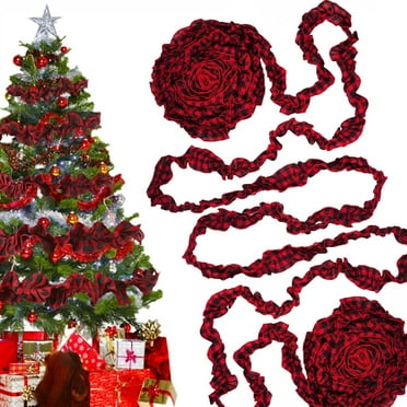 2Pcs 9Ft Buffalo Plaid Christmas Tree Garland Rustic Christmas Tree ...