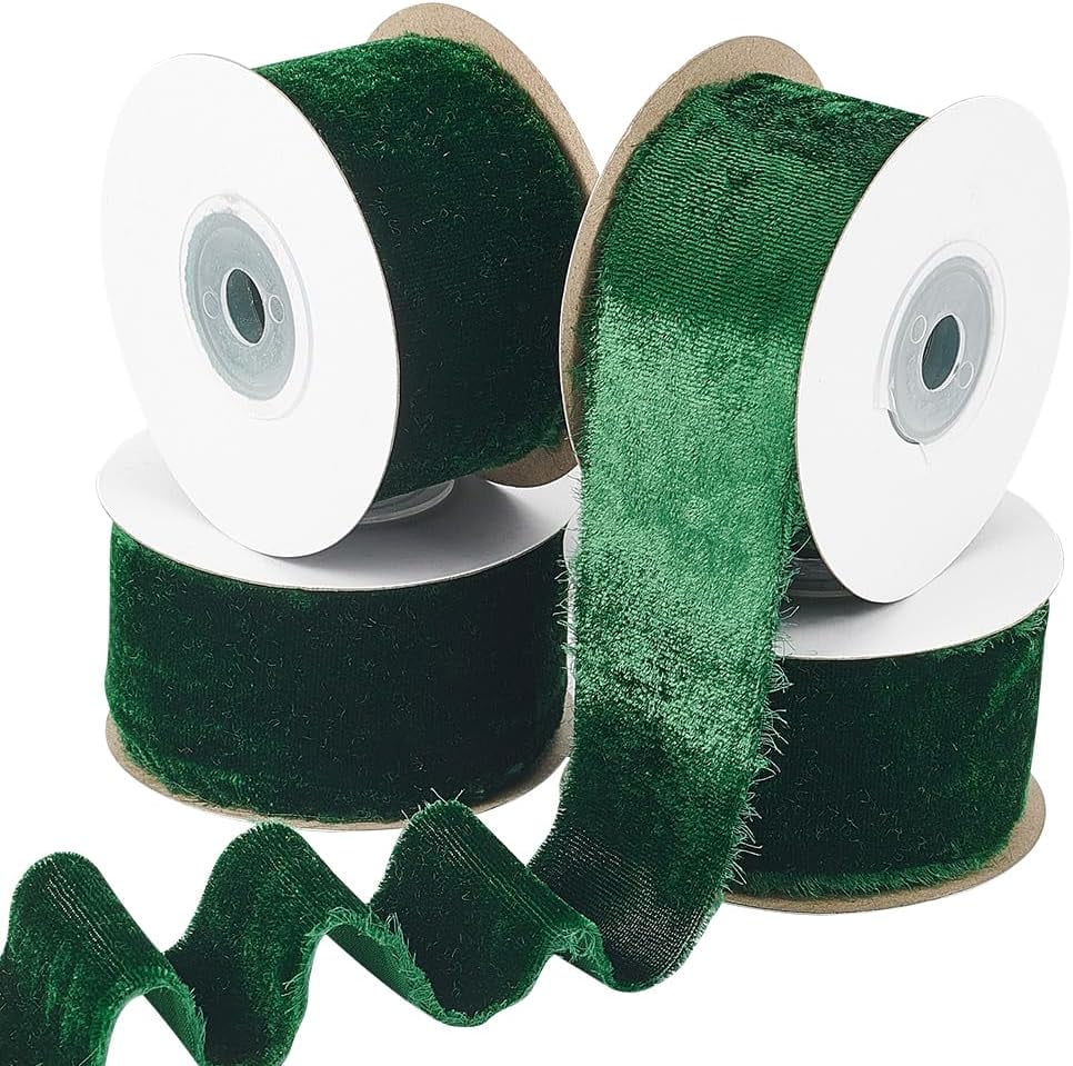 4 Rolls About 21.8 Yards Silk Velvet Ribbon 1-5/8 Inch Handmade Fringe ...