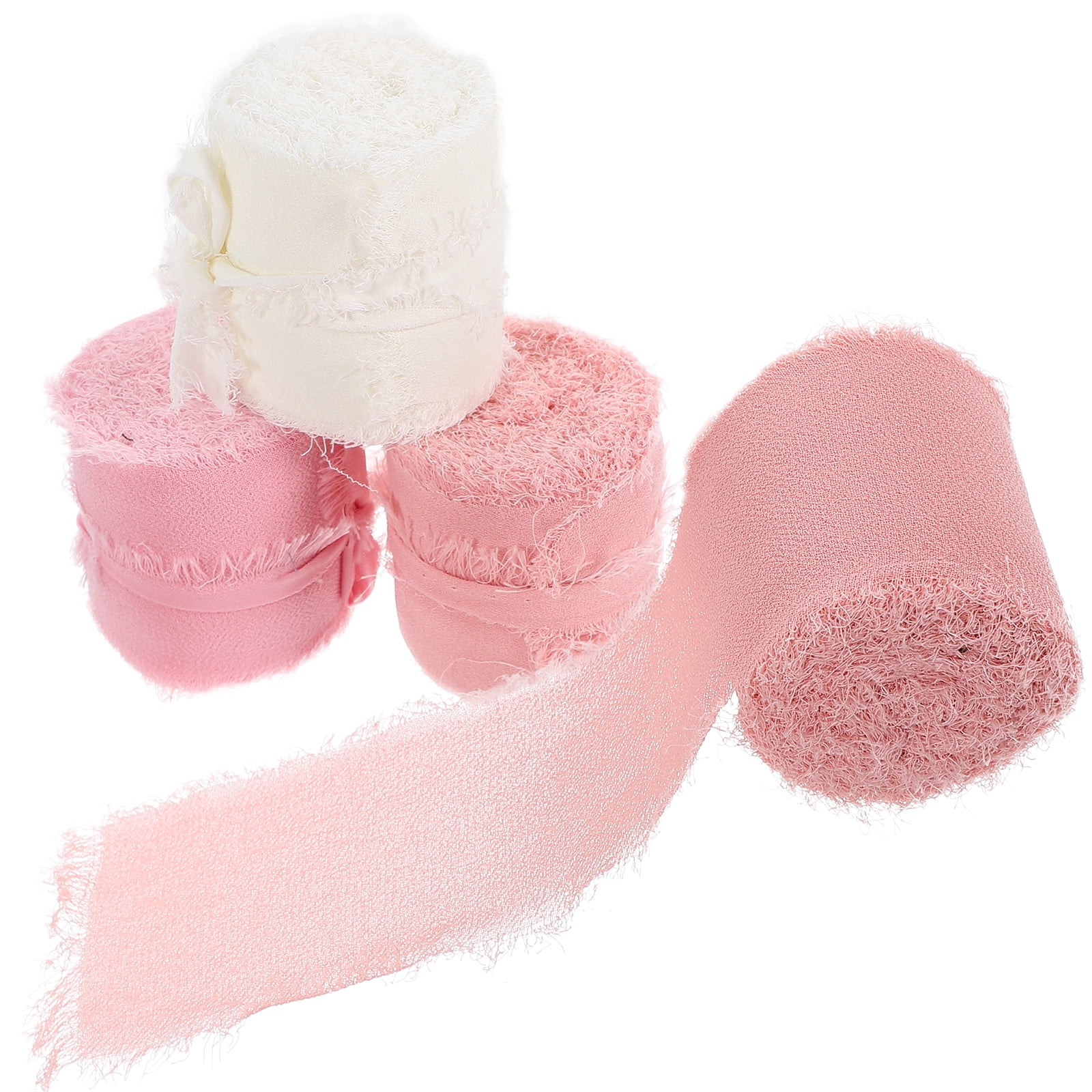 4 Rolls Boho Decor Hairclips Silk Ribbon Party Favors Raw Chiffon ...