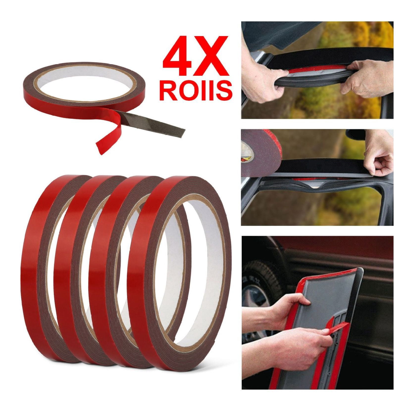 4 Rolls Car Double Sided Tapes Heavy Duty Double Sided Foam Tapes ...