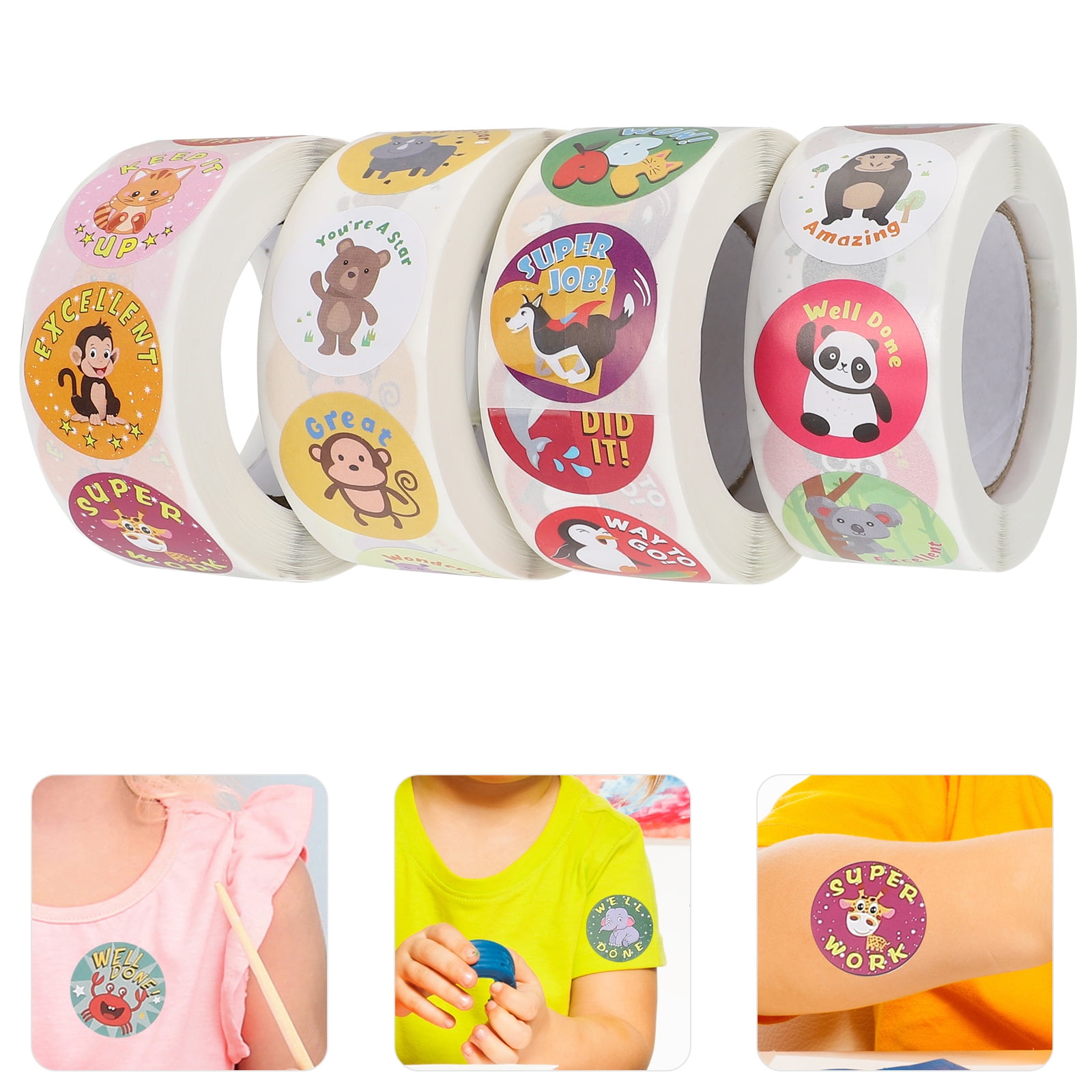 4 Rolls Cartoon Reward Stickers School Stickers Motivational Decals for ...