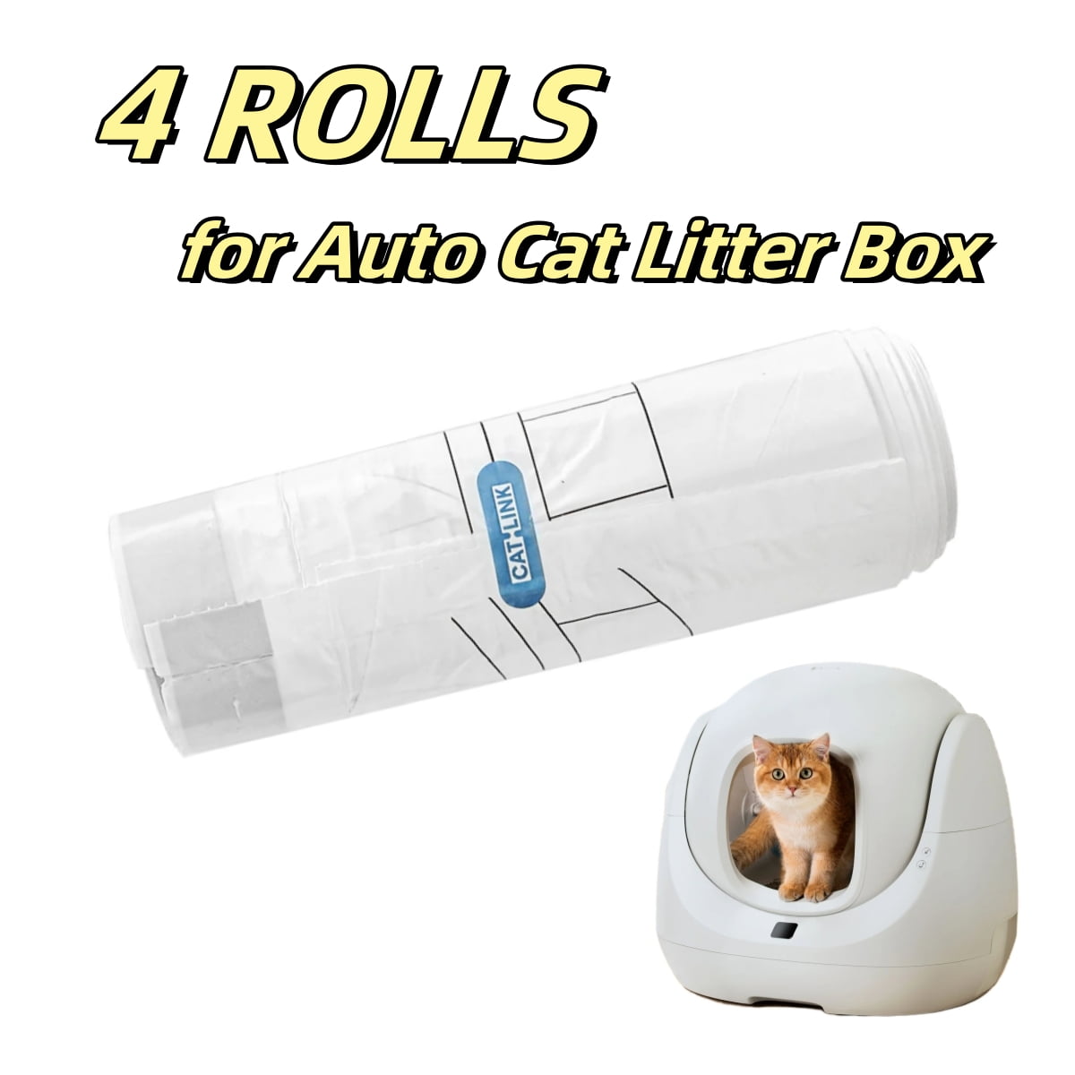 4 Rolls Cat litter Trash Bags, Suit for Automatic Litter Box, CATLINK ...