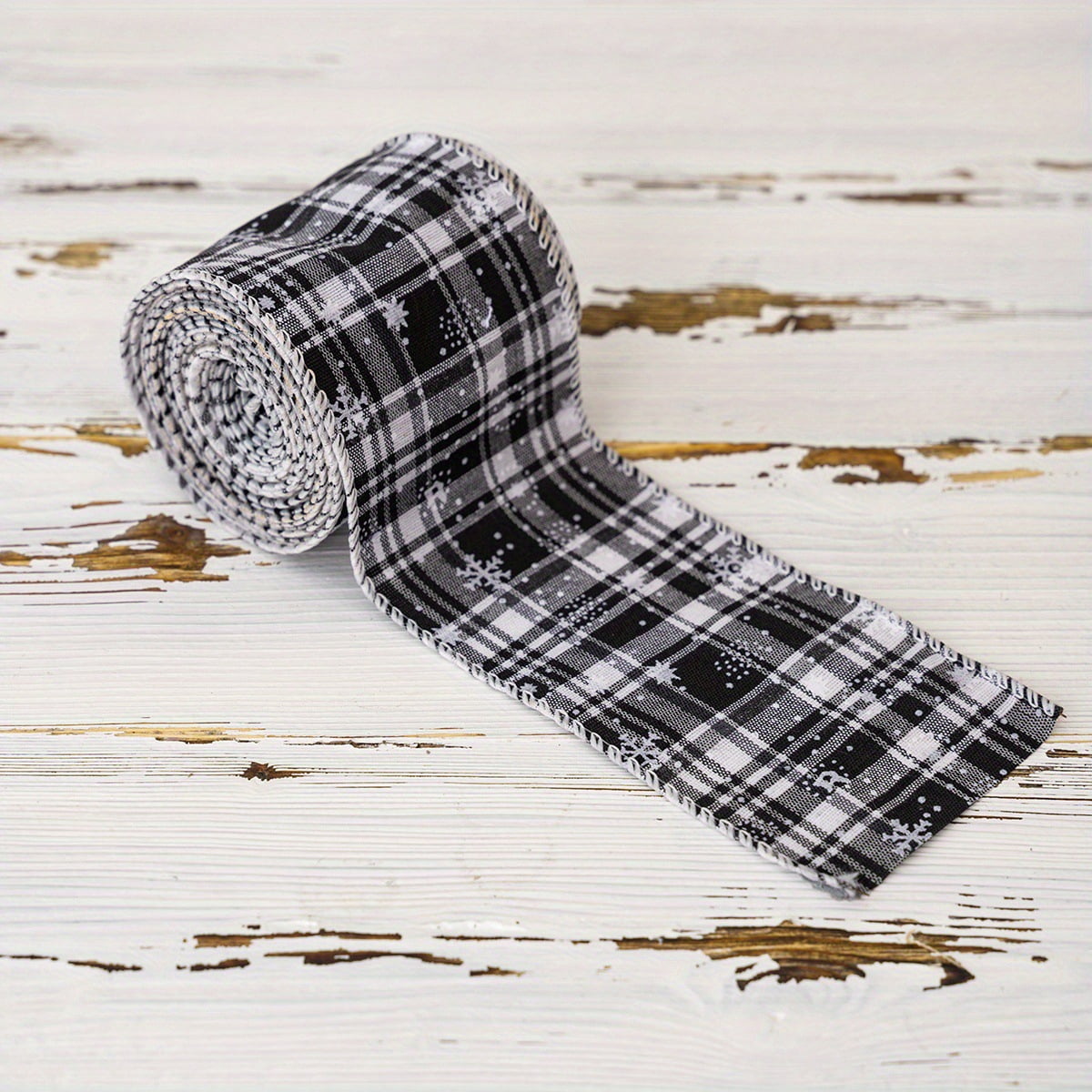 4 Rolls Christmas Red Plaid Ribbons Checkered Wired Edge Wrapping Ribbons Thin Plaid Burlap ...