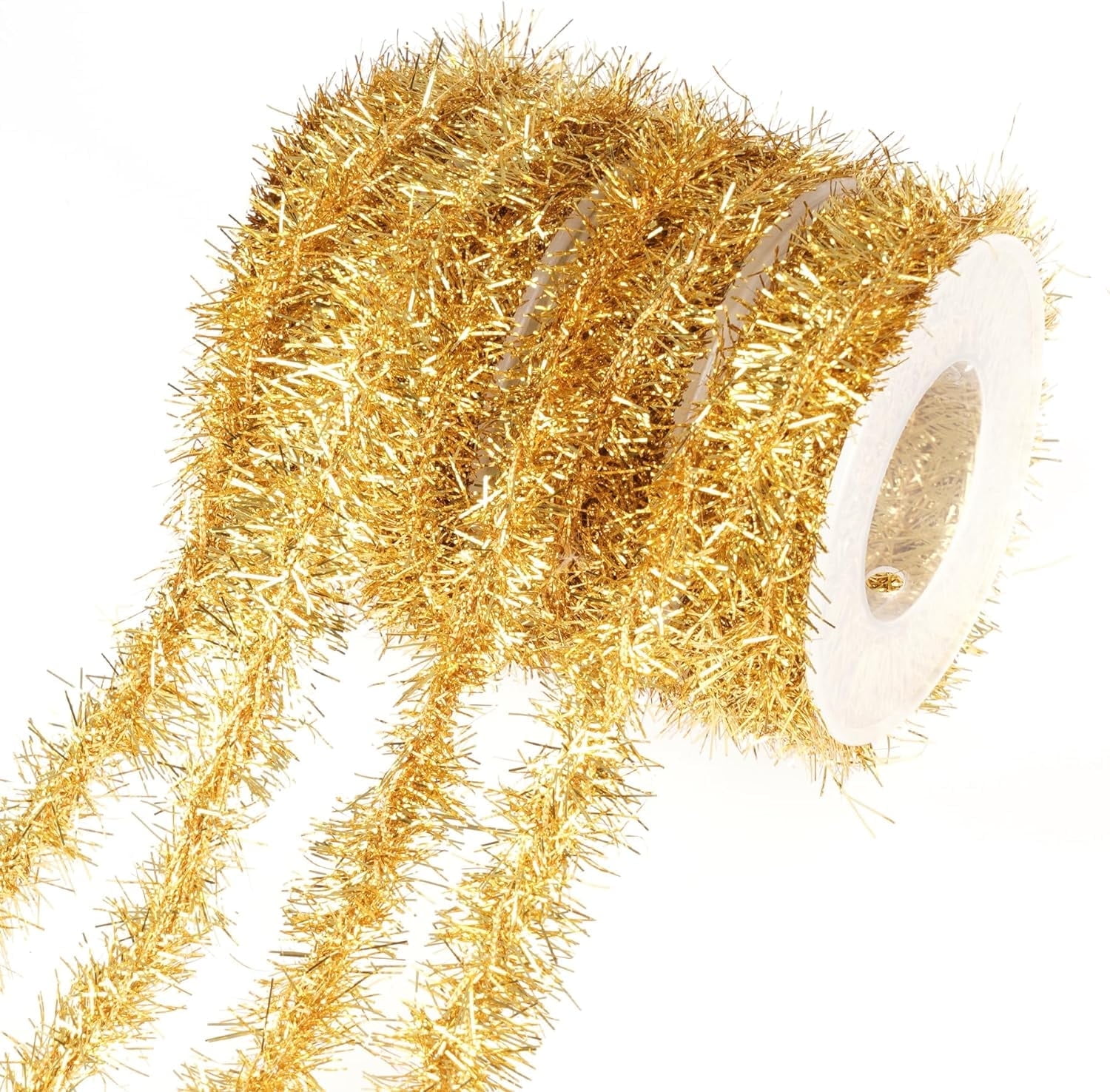 4 Rolls Christmas Tinsel Ribbon, Metallic Garland Tinsel Garland ...