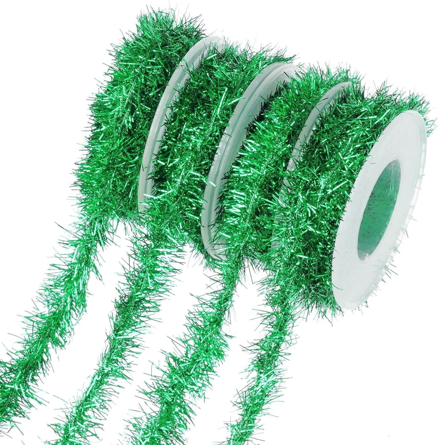 4 Rolls Christmas Tinsel Ribbon, Metallic Garland Tinsel Garland ...