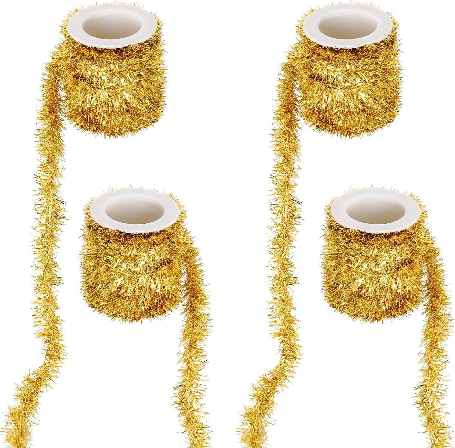 4 Rolls Christmas Tinsel Ribbon Metallic Wire Garland Tinsel Wire ...