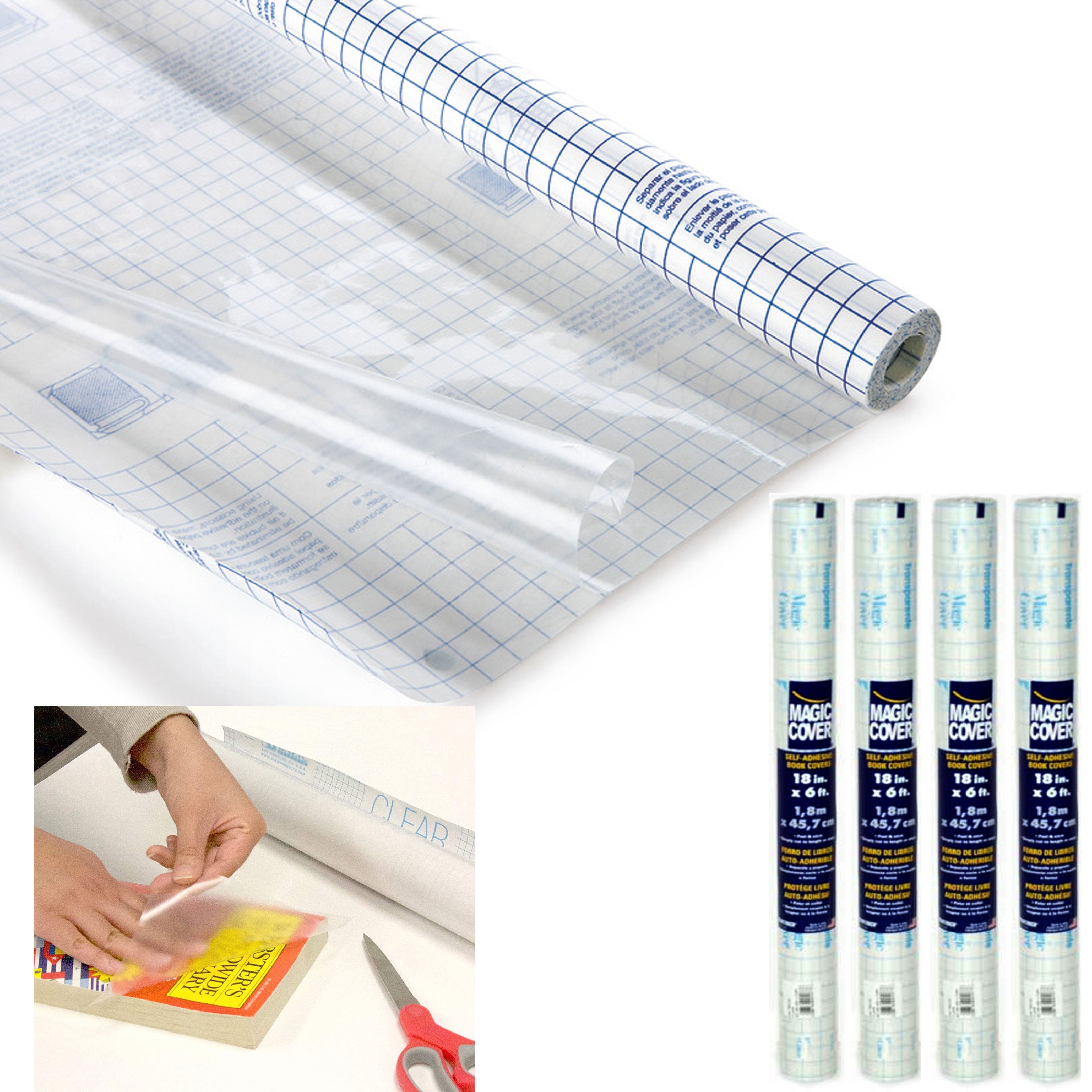 4 Rolls Clear Adhesive Protective Lining Covering Film Cover Peel Stick ...