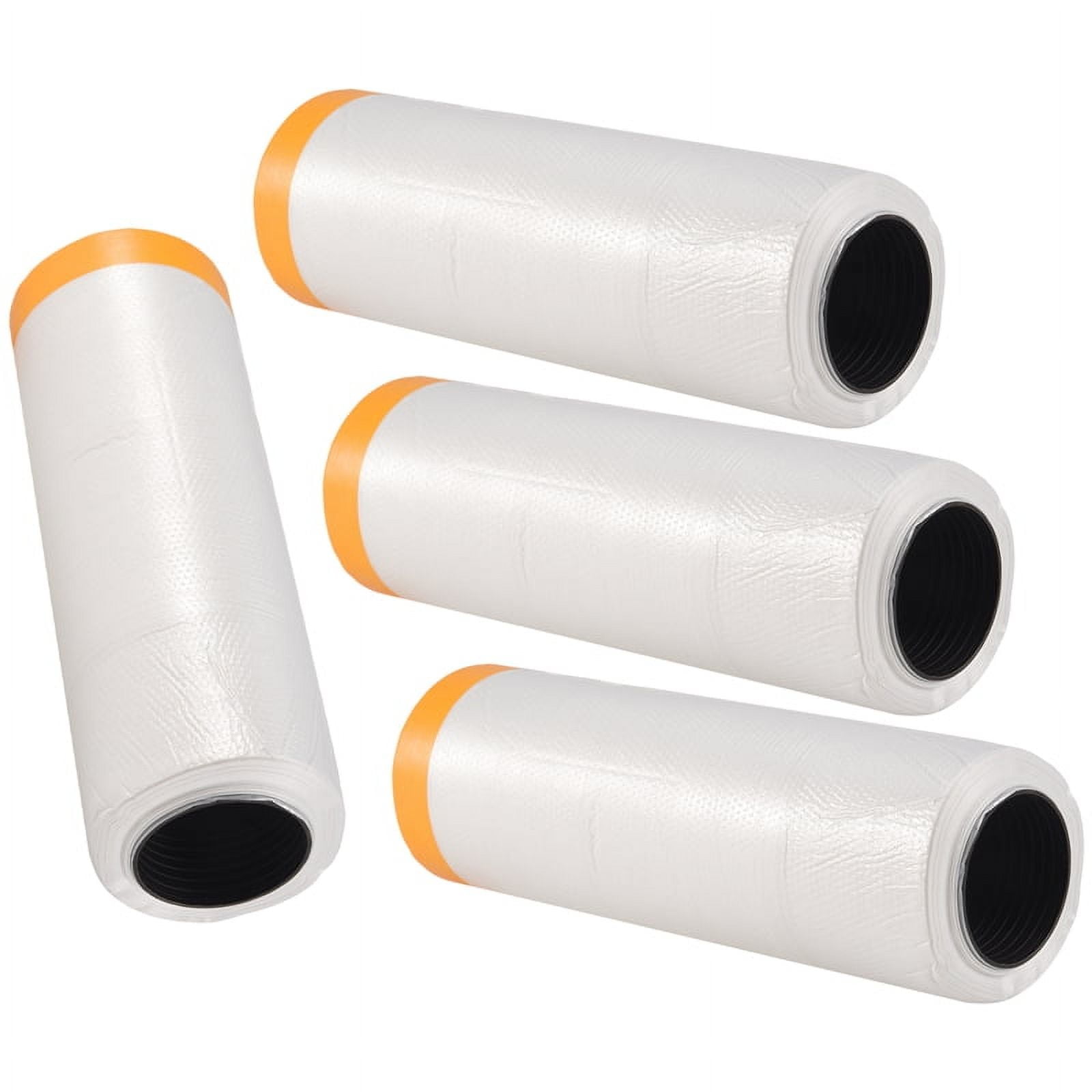 4 Rolls Clear Plastic Sheeting 4.9X 65.5 Ft Pre-Taped Masking Film Drop ...