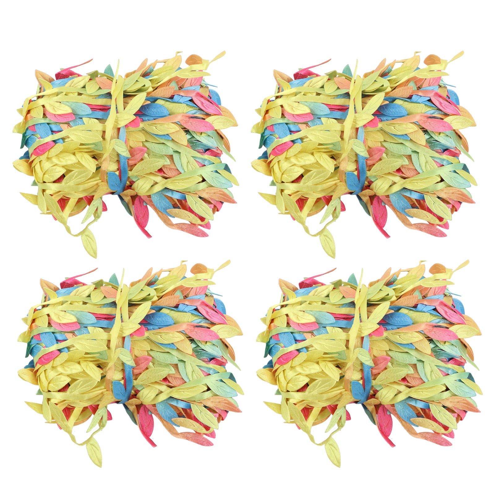 4 Rolls Colorful Leaf Ribbon High Simulation Color Lasting Odorless ...