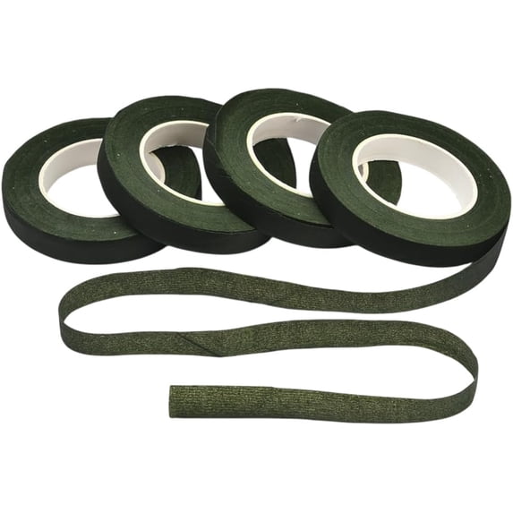 4 Rolls DIY Rubber-coated Iron Floriculture Tape Dark Green 12mm Craft ...
