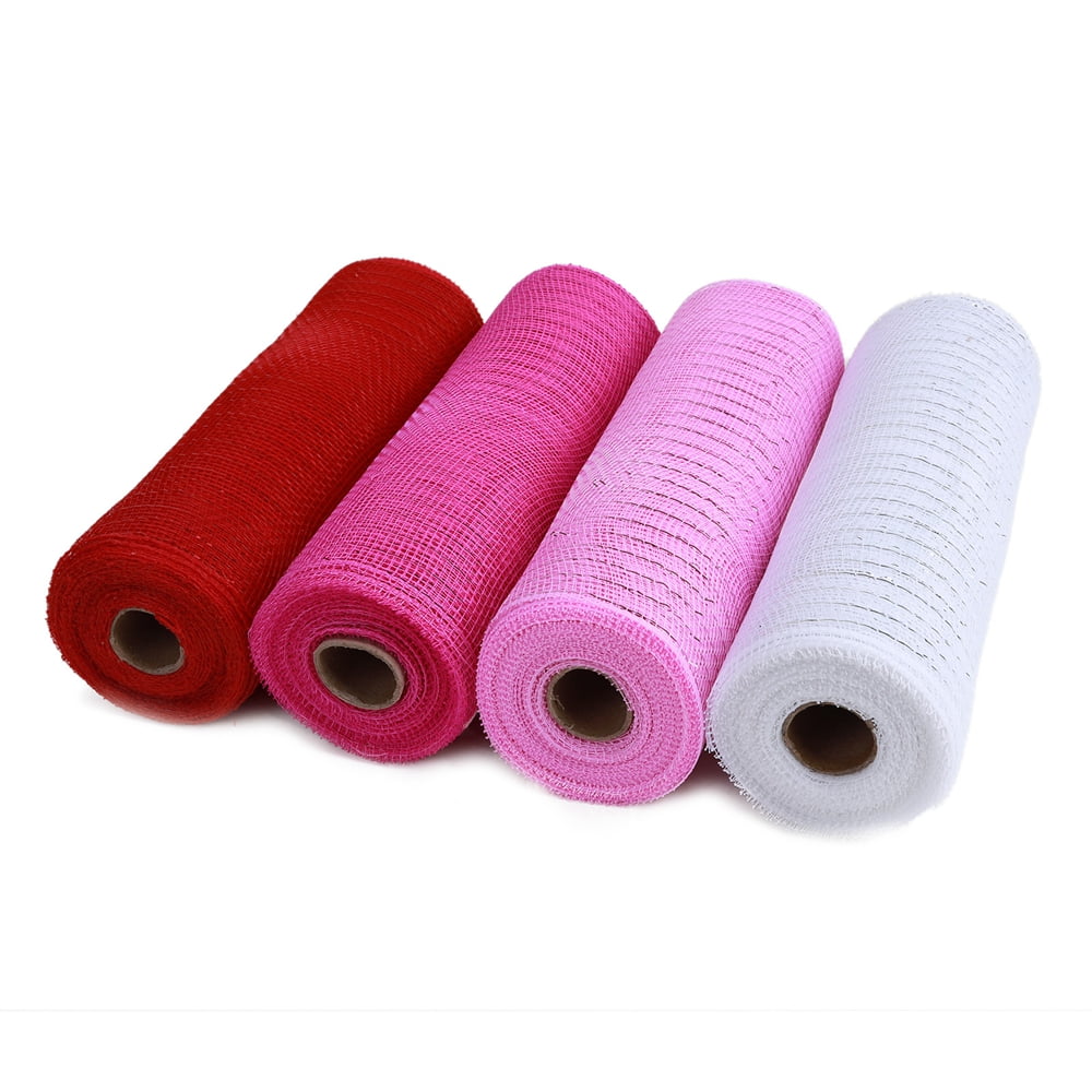 4 Rolls Deco Poly Mesh Ribbons 30 Feet Each Roll Metallic Foil Mesh ...