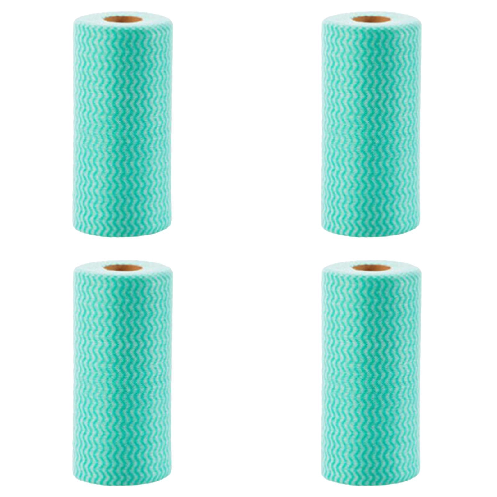4 Rolls Disposable Cleaning Cloths Roll - 200 Count Reusable Dish ...